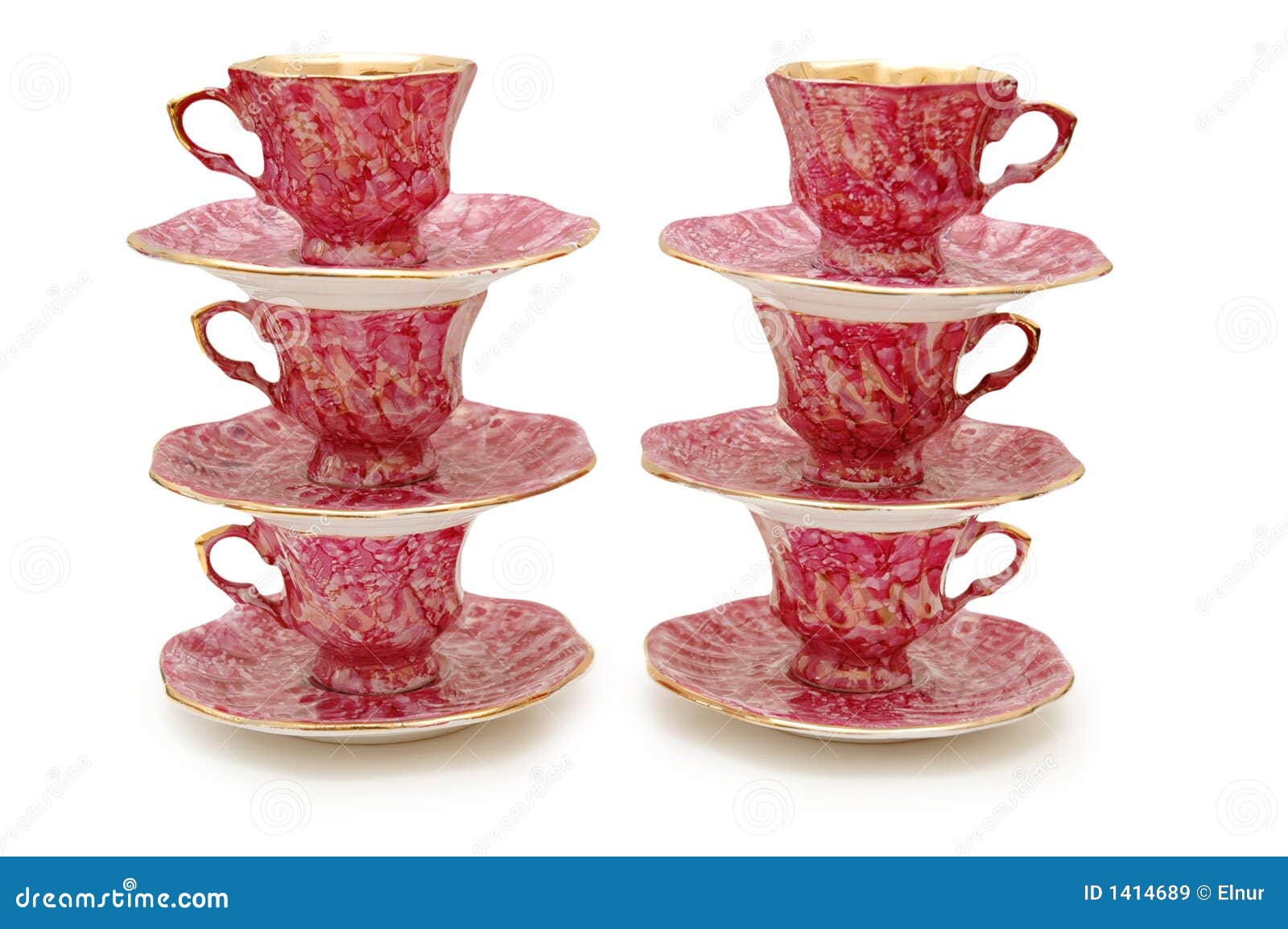 Six cups with saucers stock image. Image of coffee, drink - 1414689