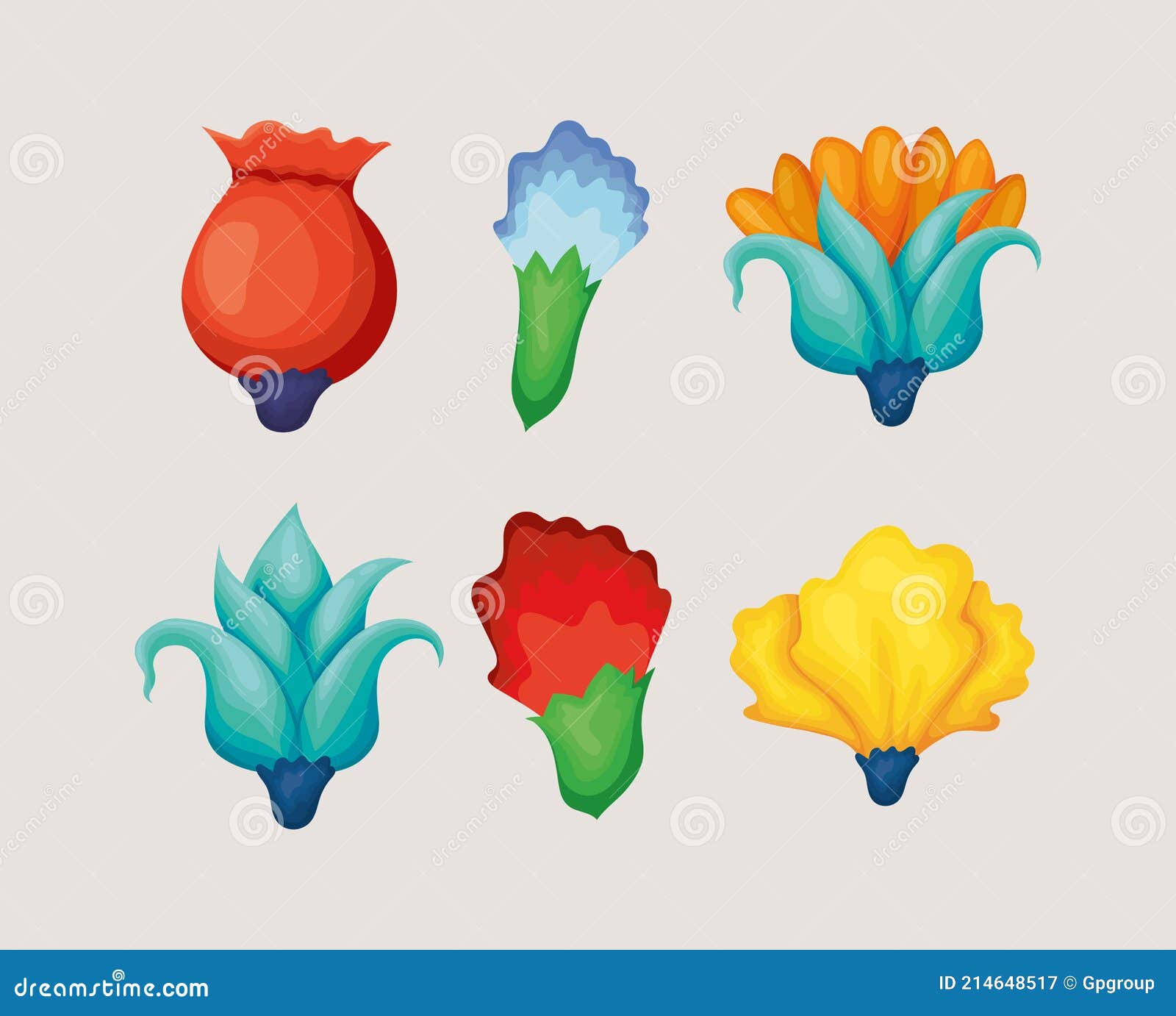 Six cute flowers stock vector. Illustration of petal - 214648517