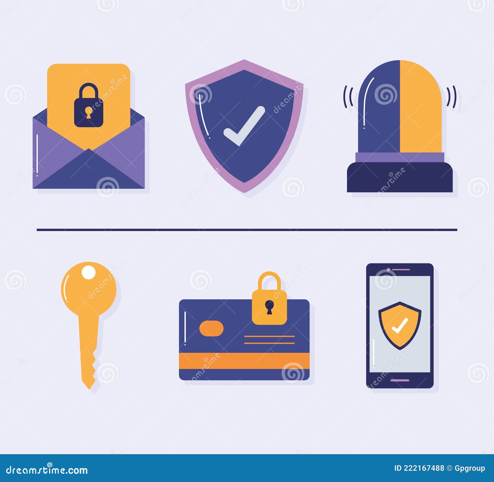 Six cyber security items stock vector. Illustration of password - 222167488