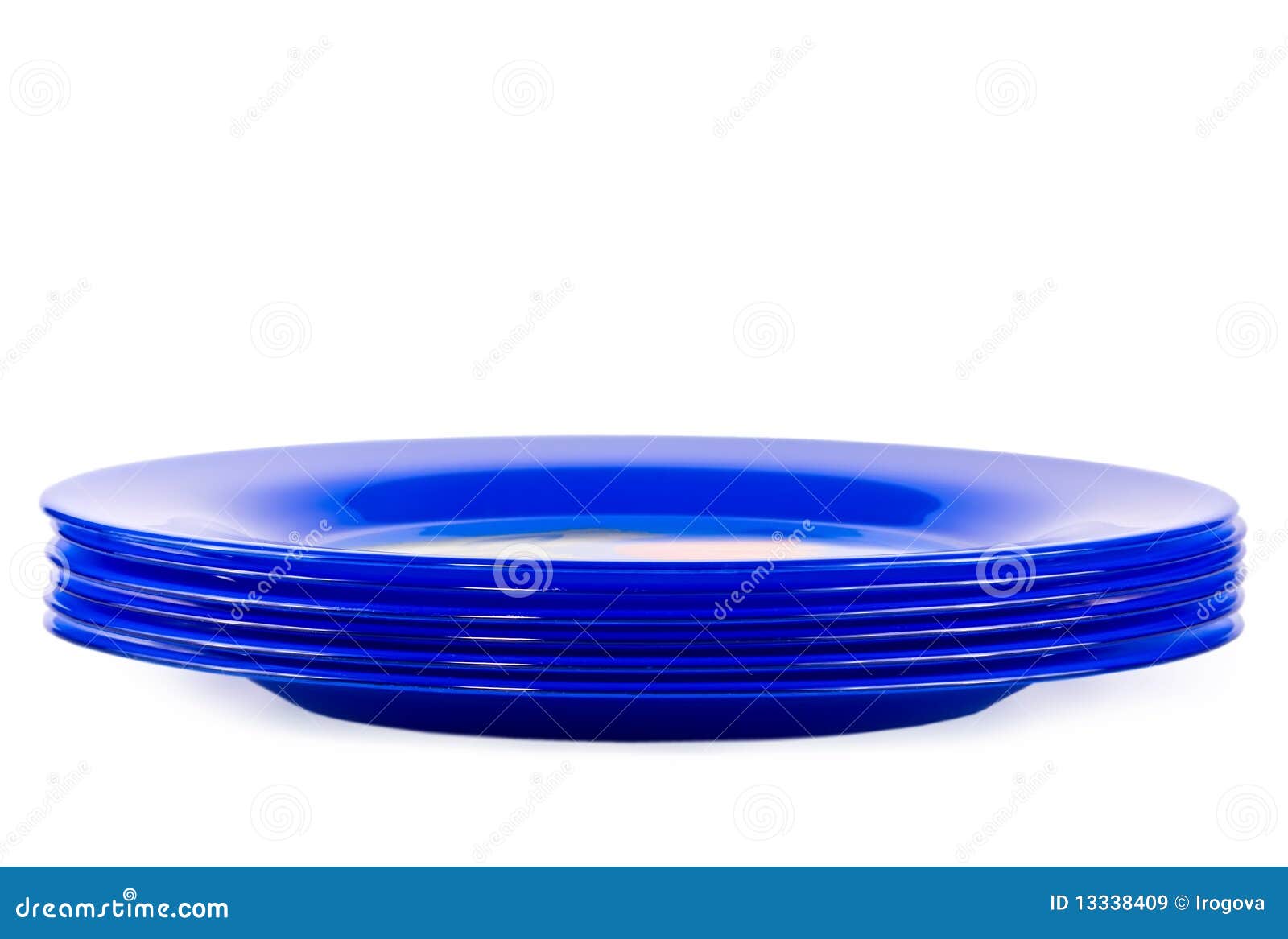 Six Dark Blue Plates on a White Stock Image - Image of pile, objects ...