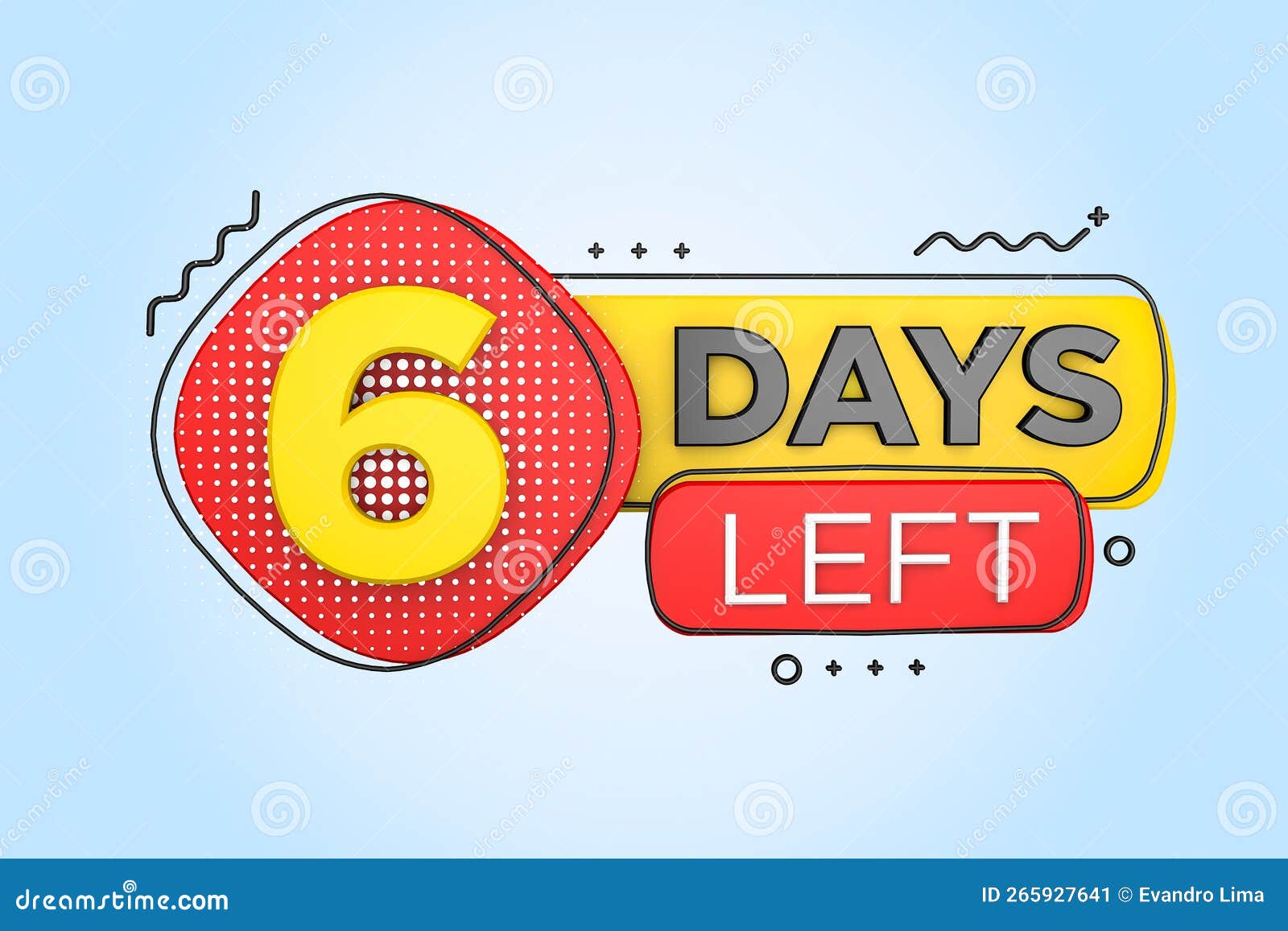 Six Days Left. Left Days Countdown Banner in 3D. Sales Time Count Stock ...