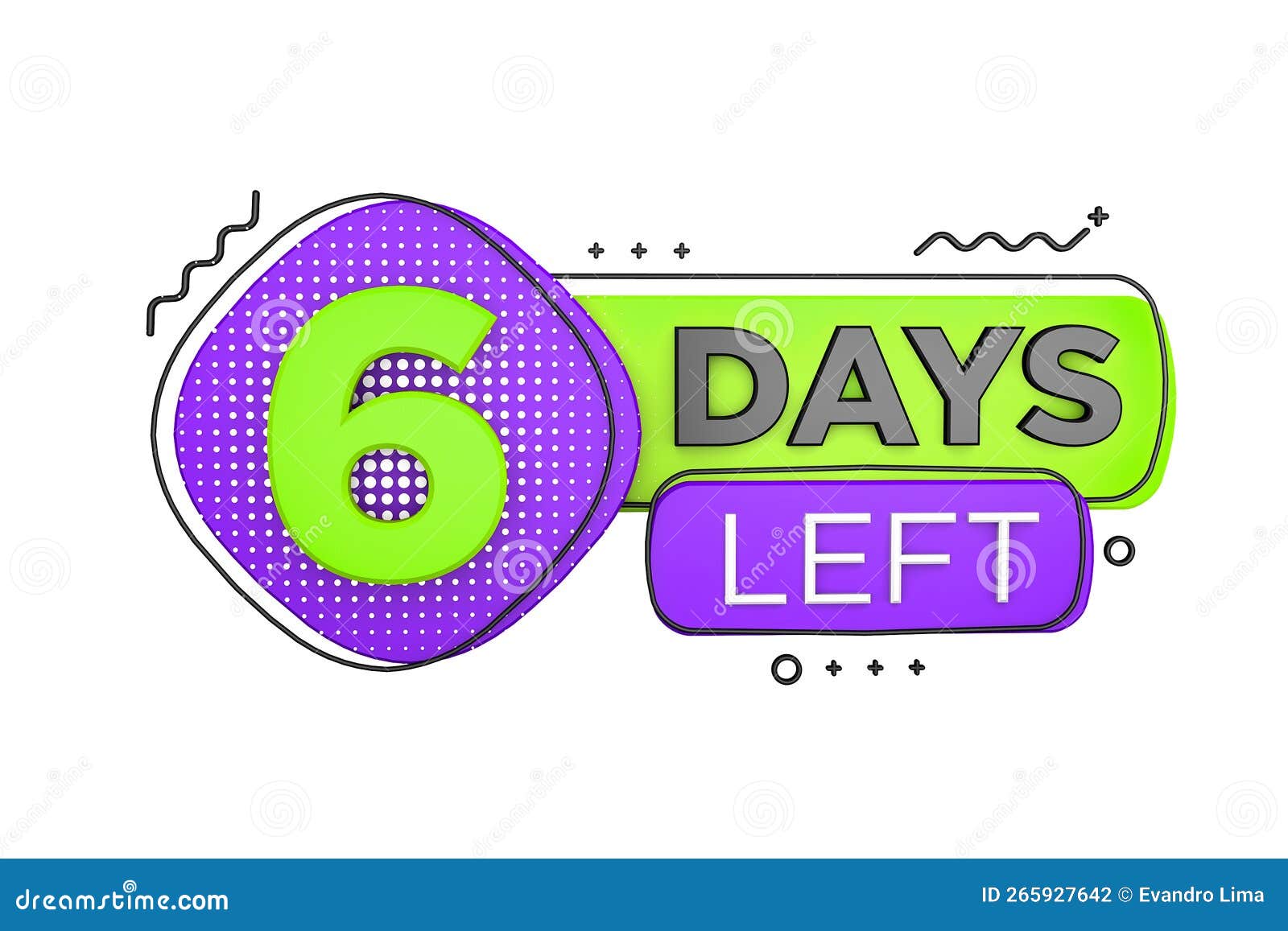Six Days Left. Left Days Countdown Banner in 3D. Sales Time Count Stock ...