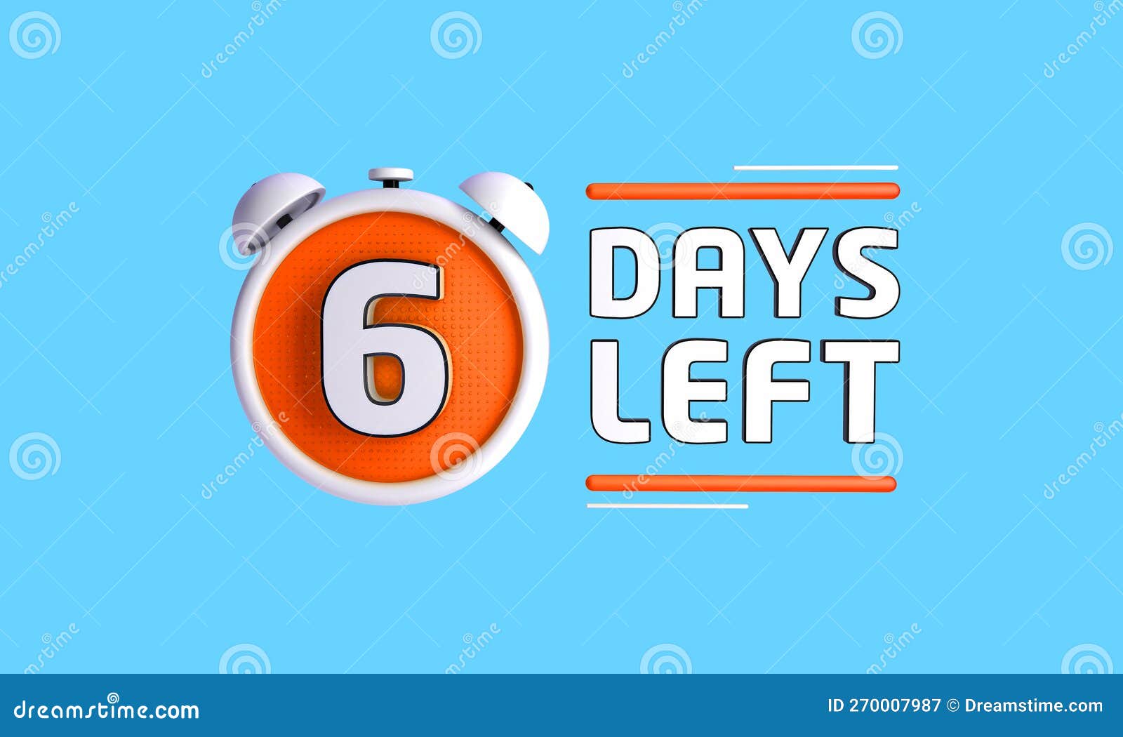 Six Days Left. Left Days Countdown Banner in 3D. Sales Time Count Stock ...