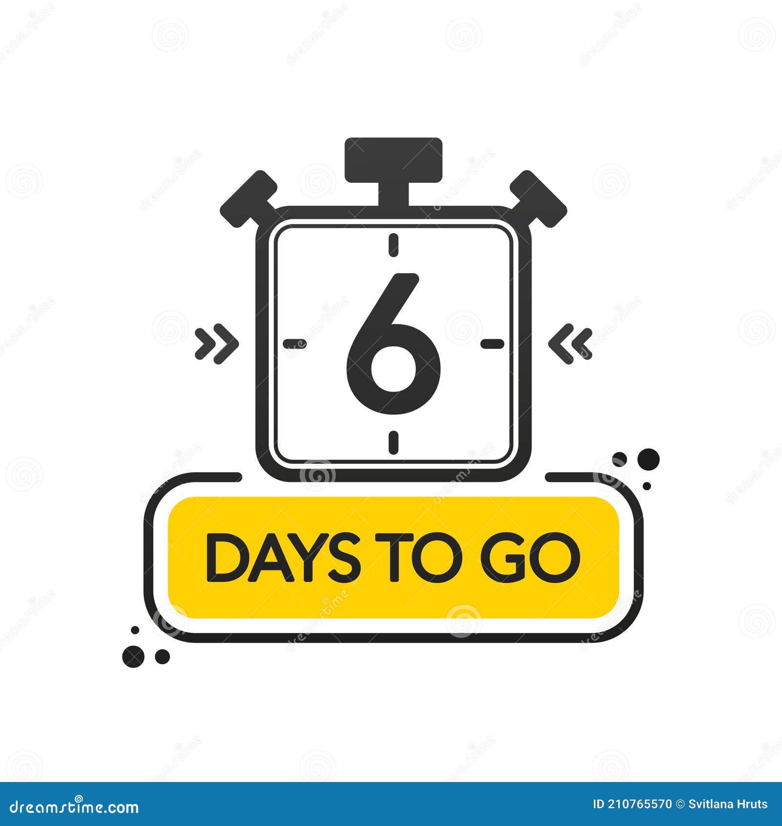 Six Days To Go. Flat Style on White Background. Countdown Timer. Vector ...