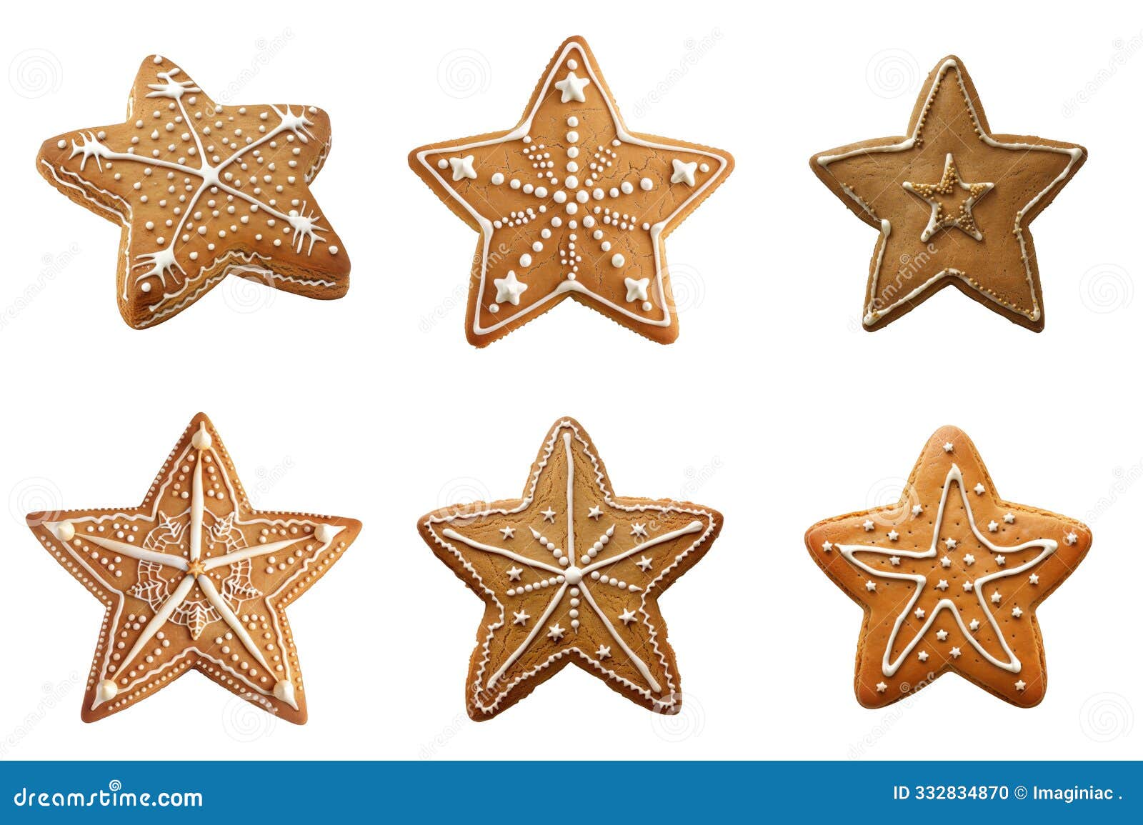 Six Decorated Gingerbread Star Cookies Stock Illustration ...