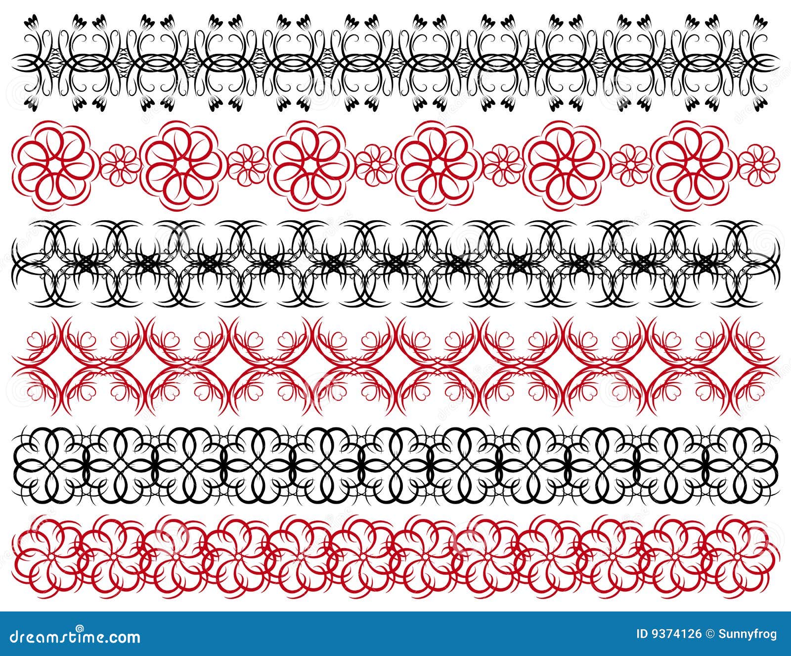 Six Decorative Lines, Vector Stock Vector - Illustration of flower ...