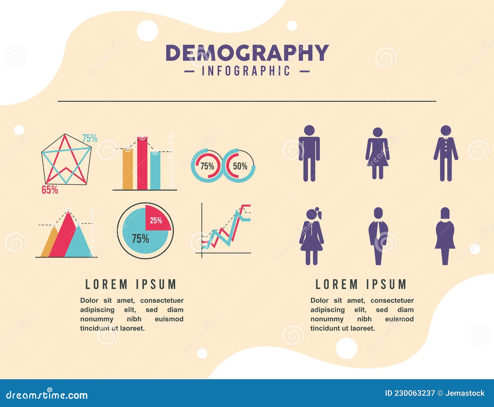 Six Demography Infographic Icons Stock Vector - Illustration of figures ...