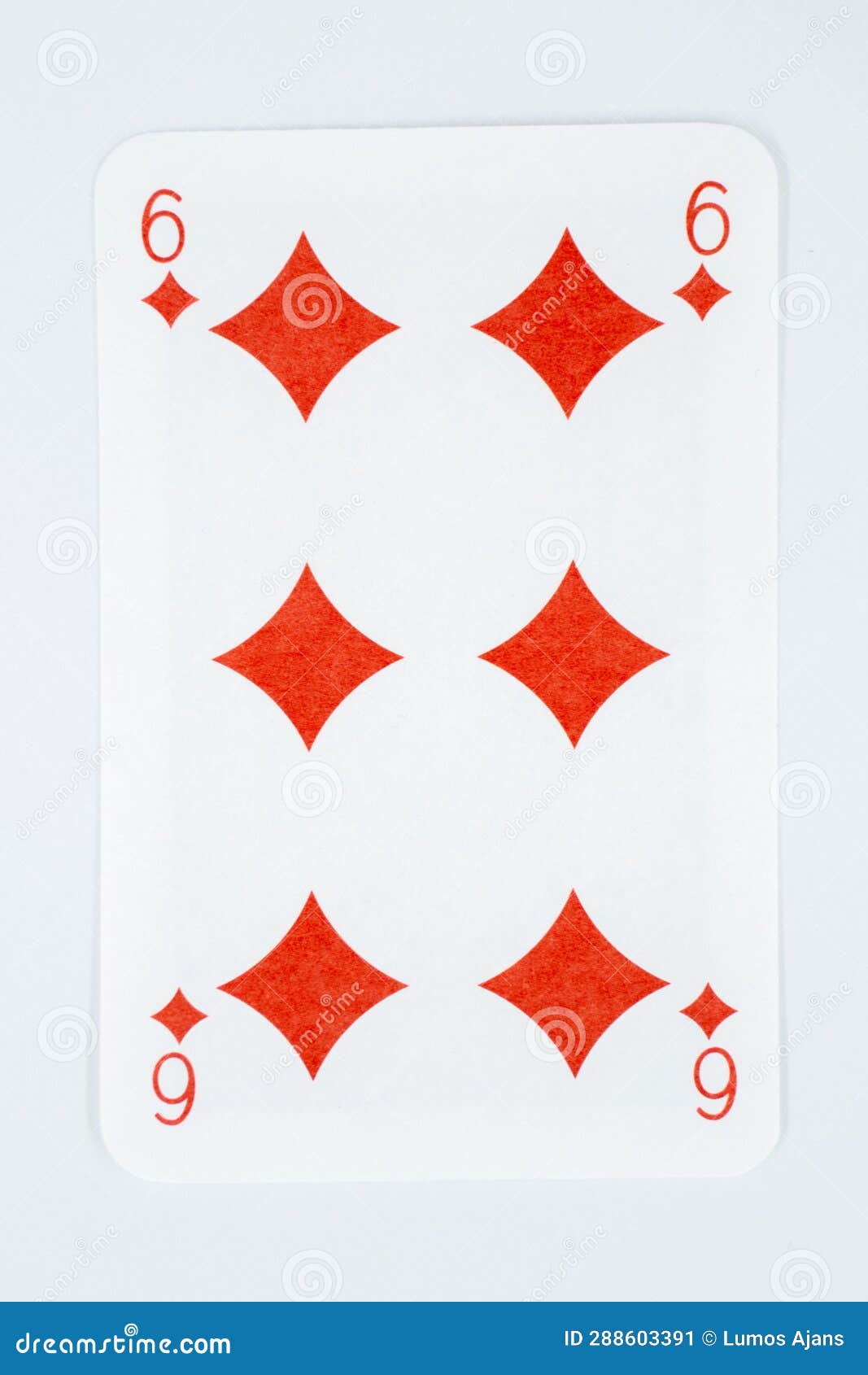 Six of Diamonds on White Background Stock Image - Image of isolated ...