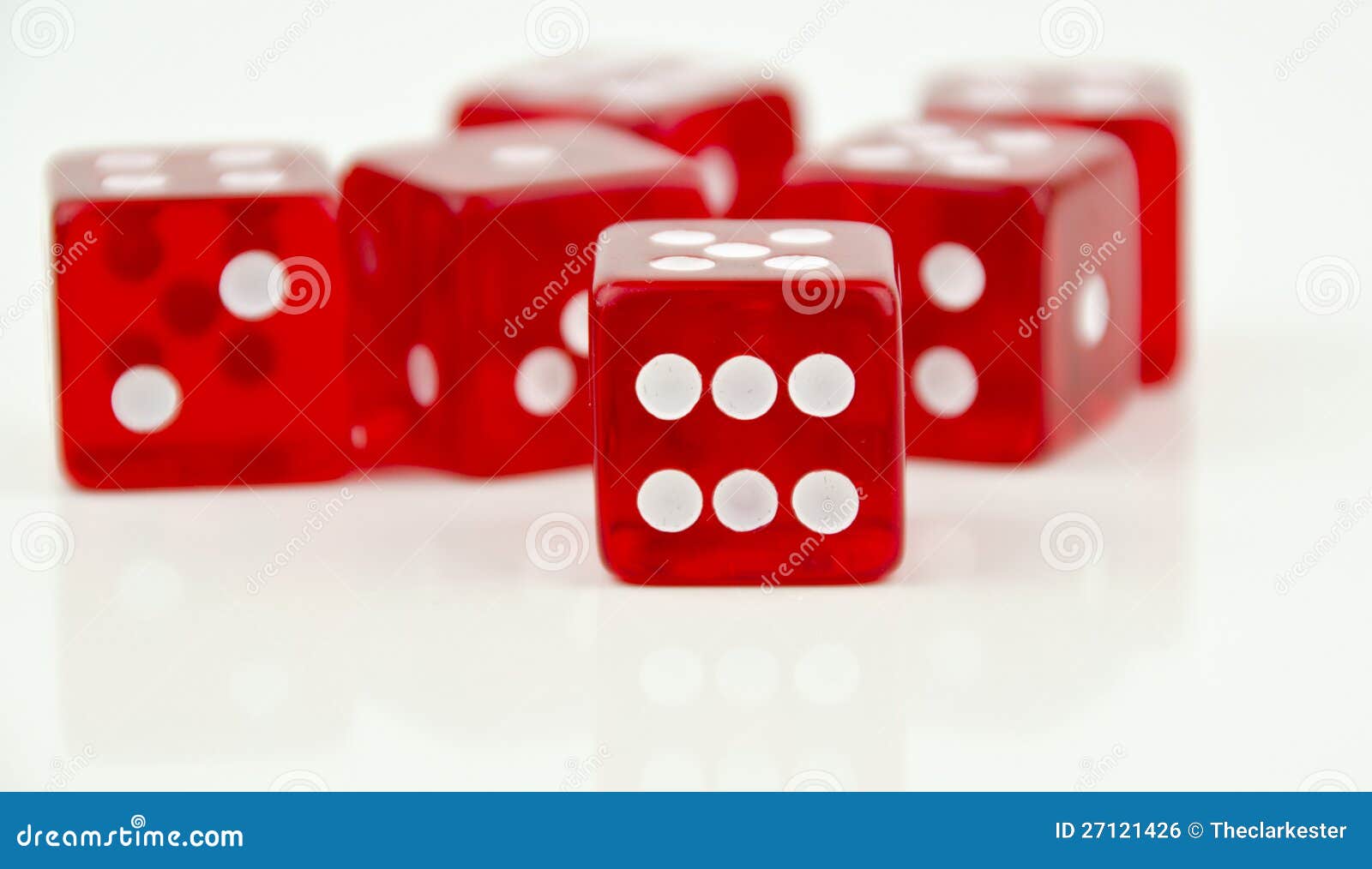 Six Dice with Closeup on Number Six Stock Photo - Image of gaming ...