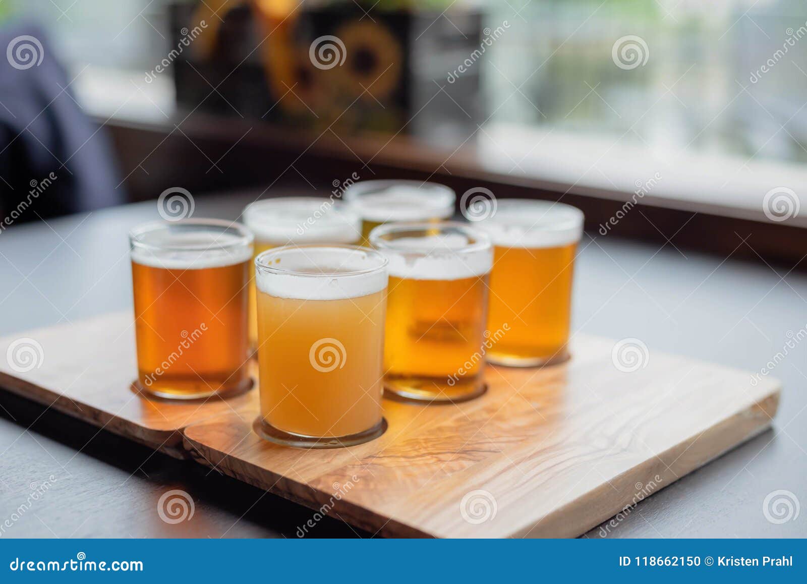 Six Different Beers Lined Up for a Tasting Stock Photo - Image of craft ...