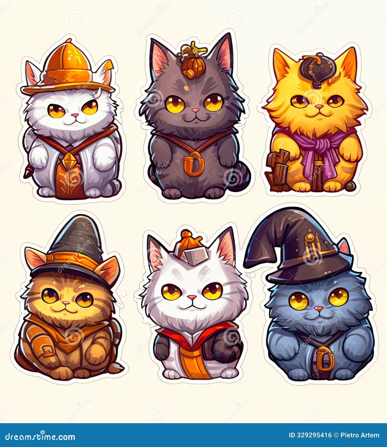 Six Different Cat Stickers with a Horde Sticker Stock Photo - Image of ...