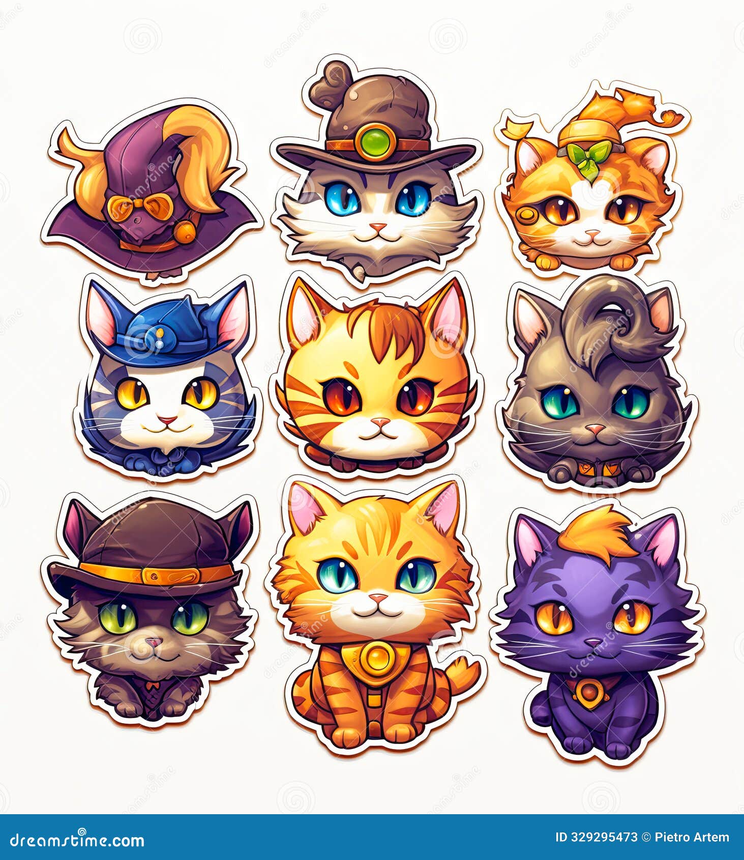 Six Different Cat Stickers with a Horde Sticker Stock Image - Image of ...