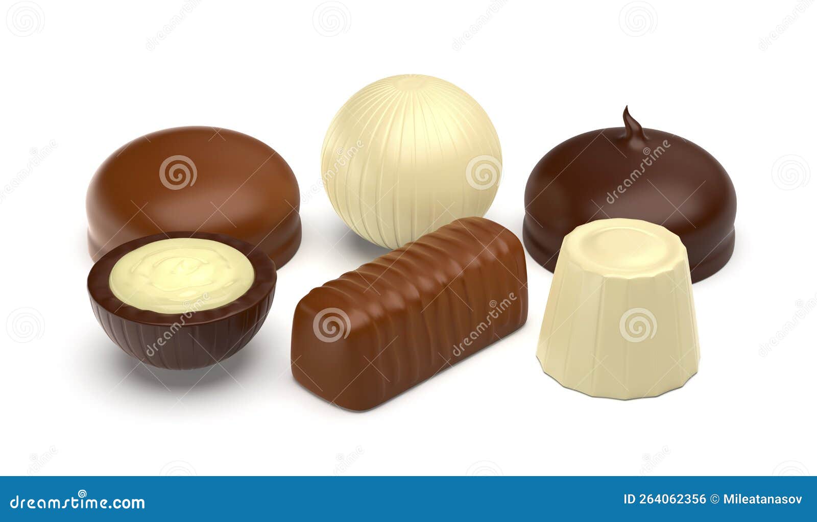 Six Different Chocolate Candies Stock Photo - Illustration of chocolate ...