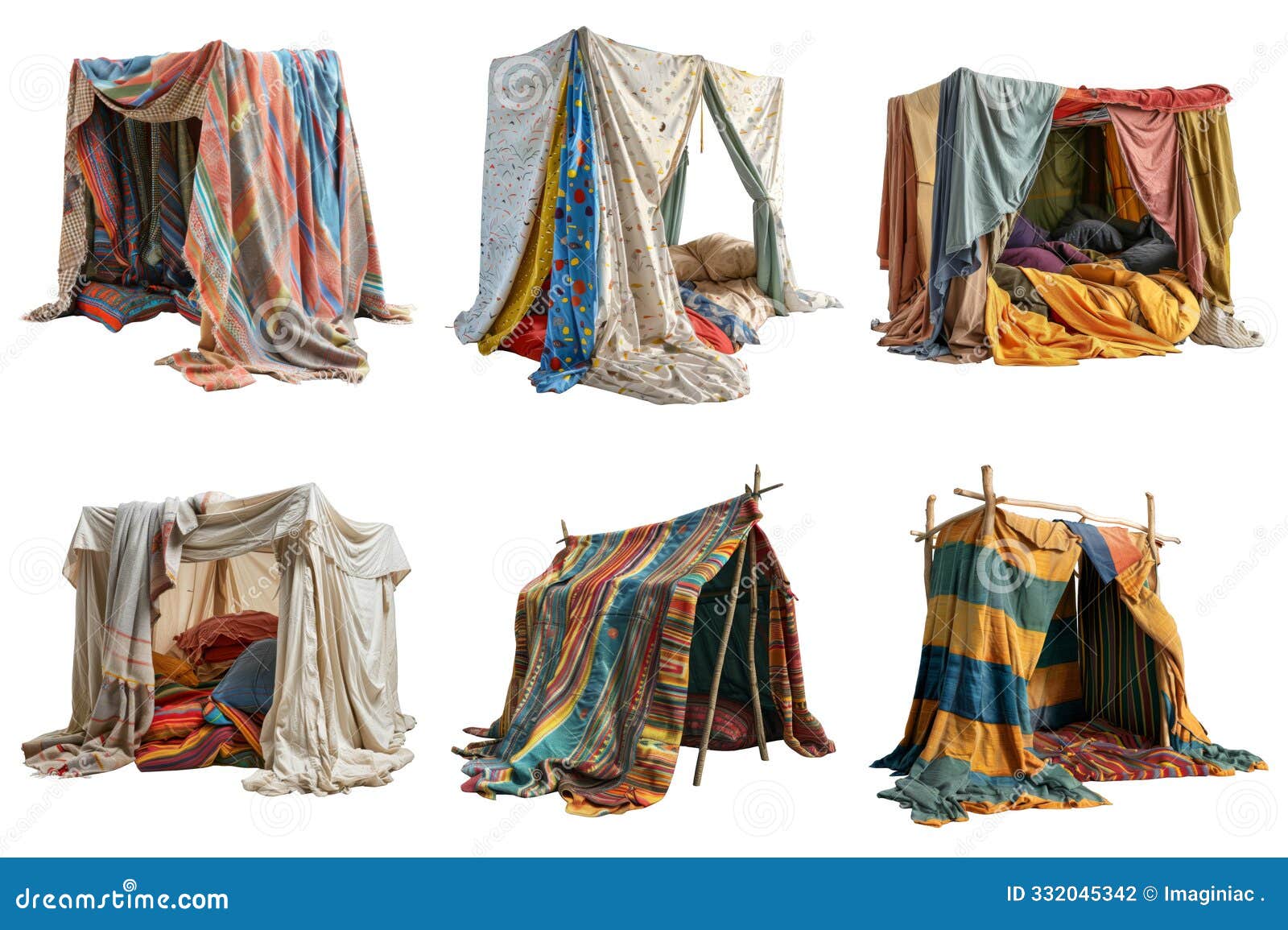 Six Different Fabric Fort Designs Stock Illustration - Illustration of ...