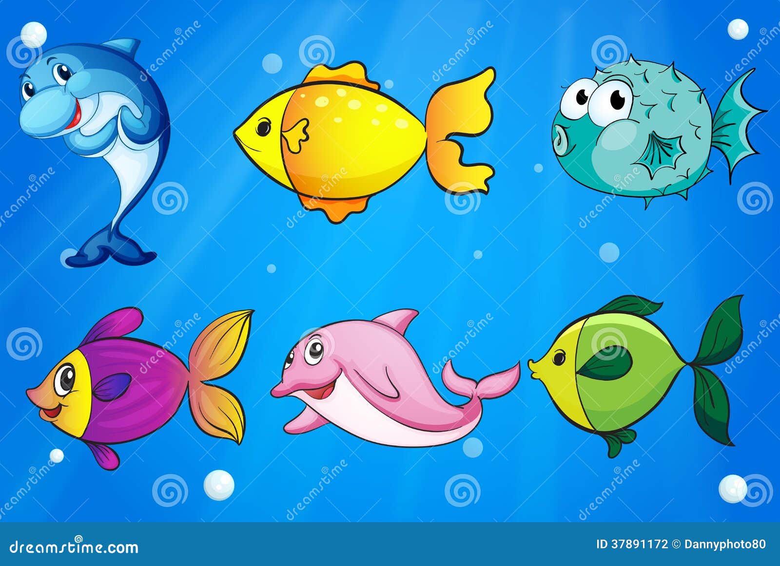 Six Different Fishes Under the Sea Stock Vector - Illustration of ...