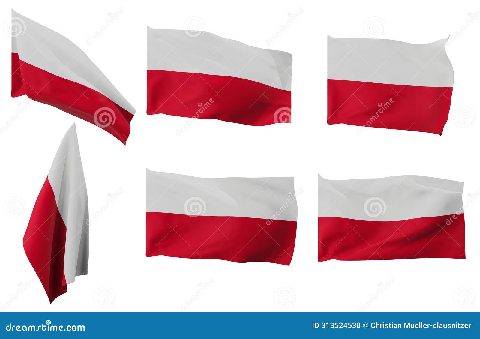Six Different Flags of Poland Stock Illustration - Illustration of blow ...