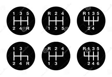 Six Different Gear Stick Shift Patterns Stock Vector - Illustration of ...