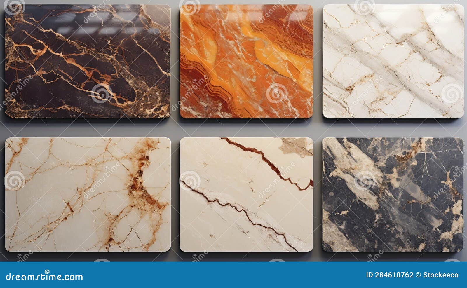 Six Different Kinds of Marble Displayed on White Surface Stock ...