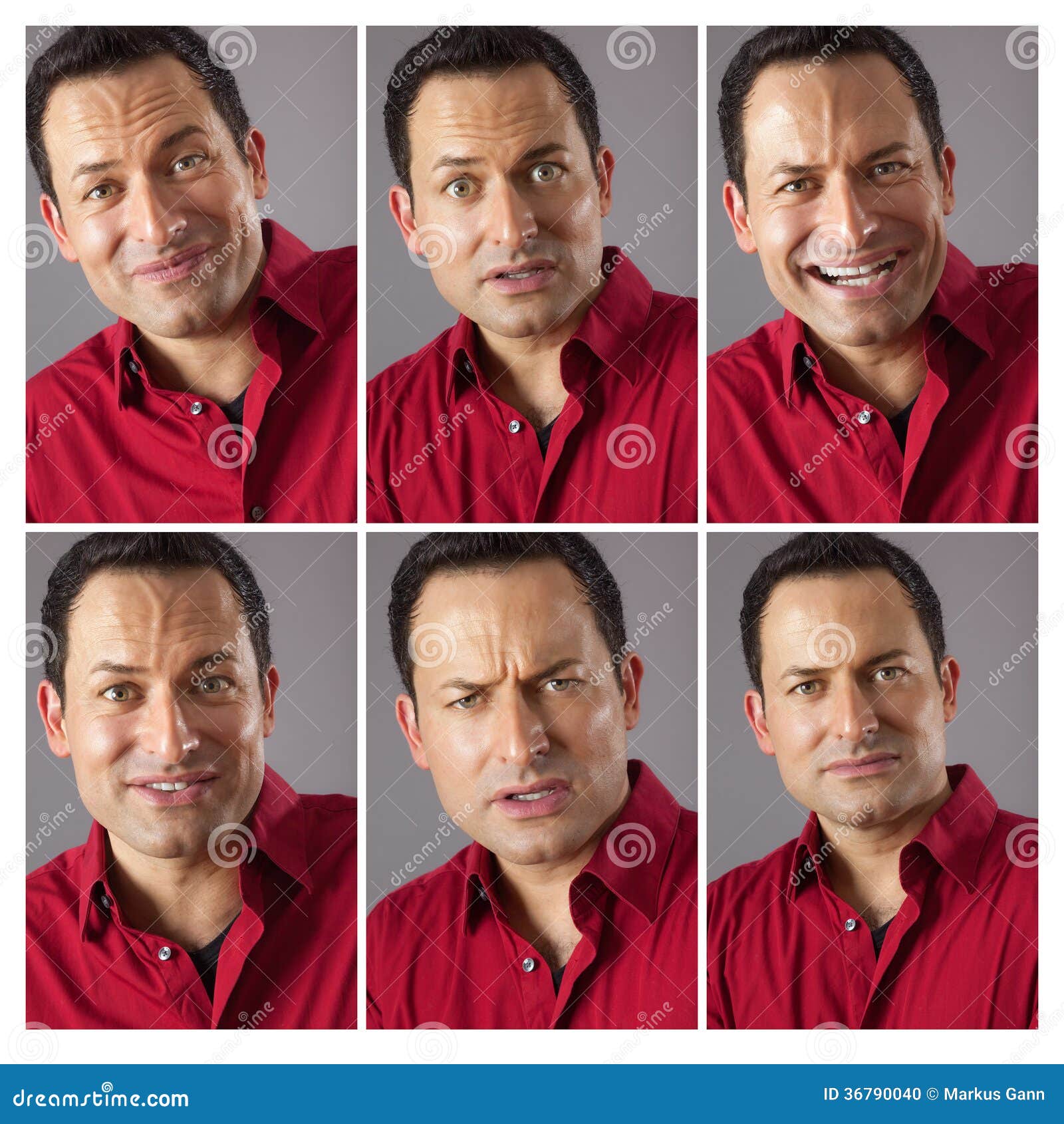 Six Different Male Expression Stock Photo - Image of emotion, color ...