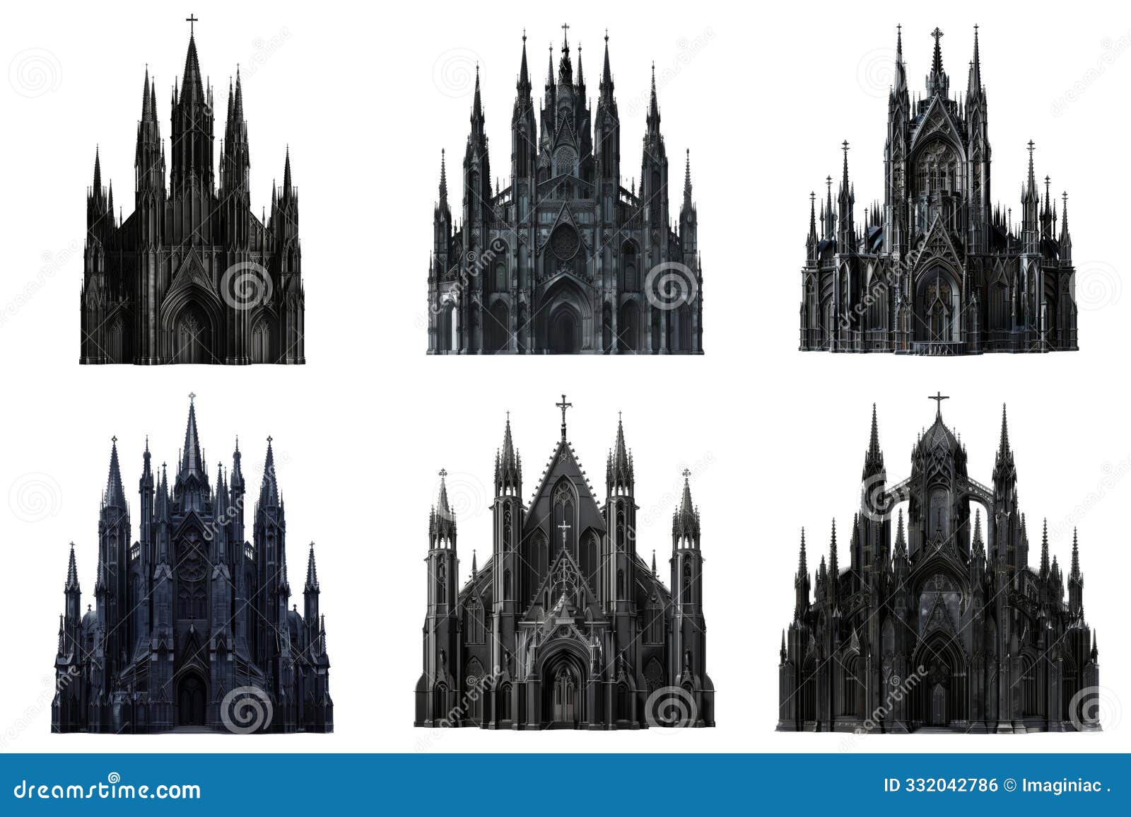 Six Different Perspectives of a Large Gothic Cathedral Stock ...