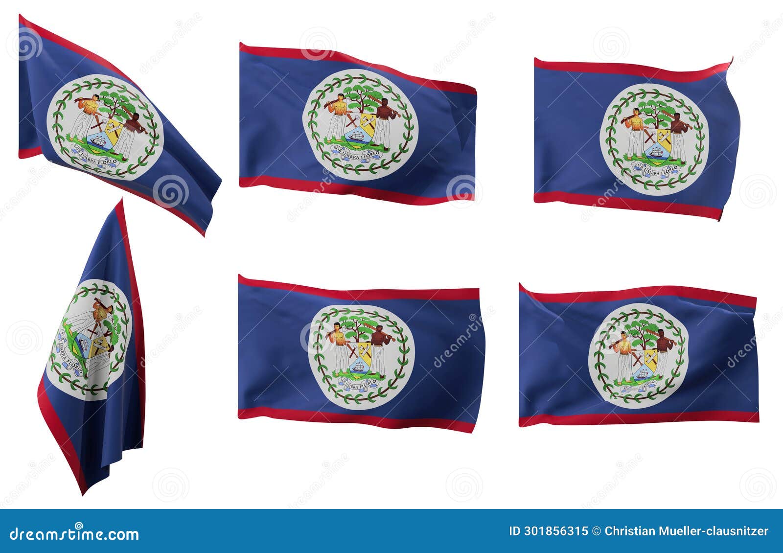 Six Different Positions of the Flag of Belize Stock Illustration ...