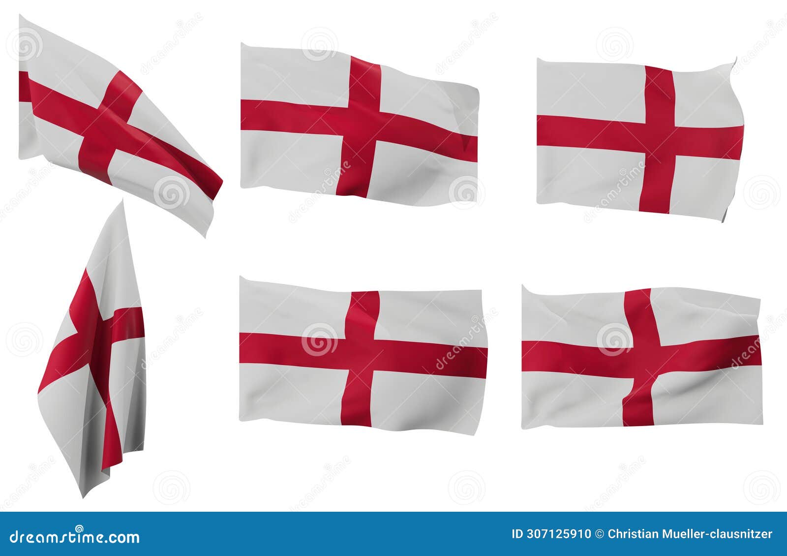 Six Different Positions of the Flag of England Stock Illustration ...