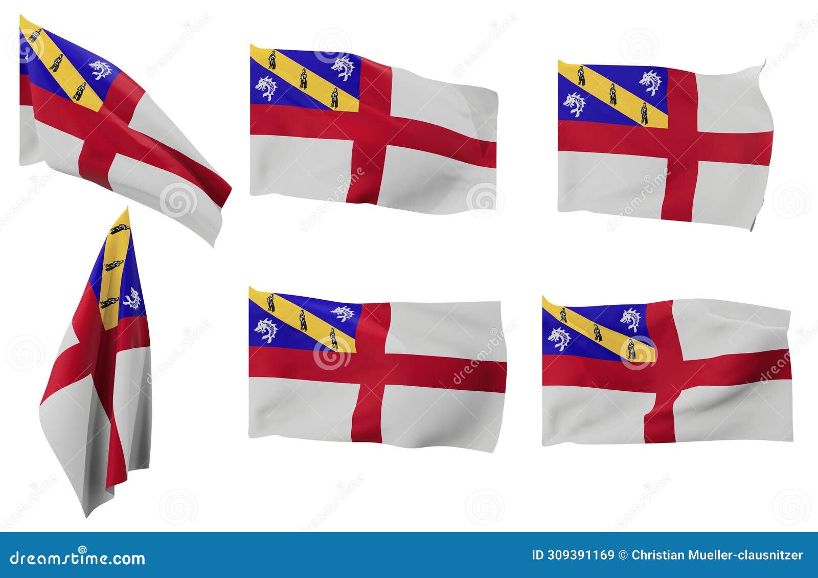 Six Different Positions of the Flag of Herm Stock Illustration ...