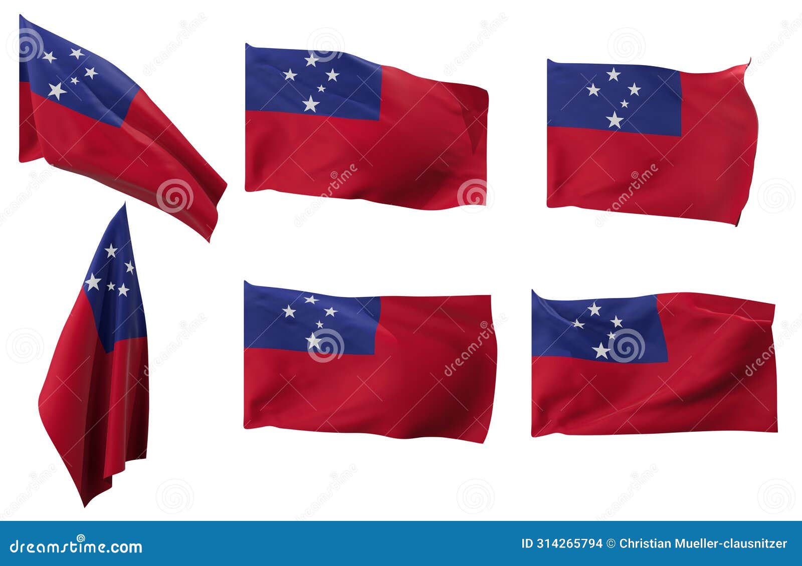 Six Different Positions of the Flag of Samoa Stock Illustration ...