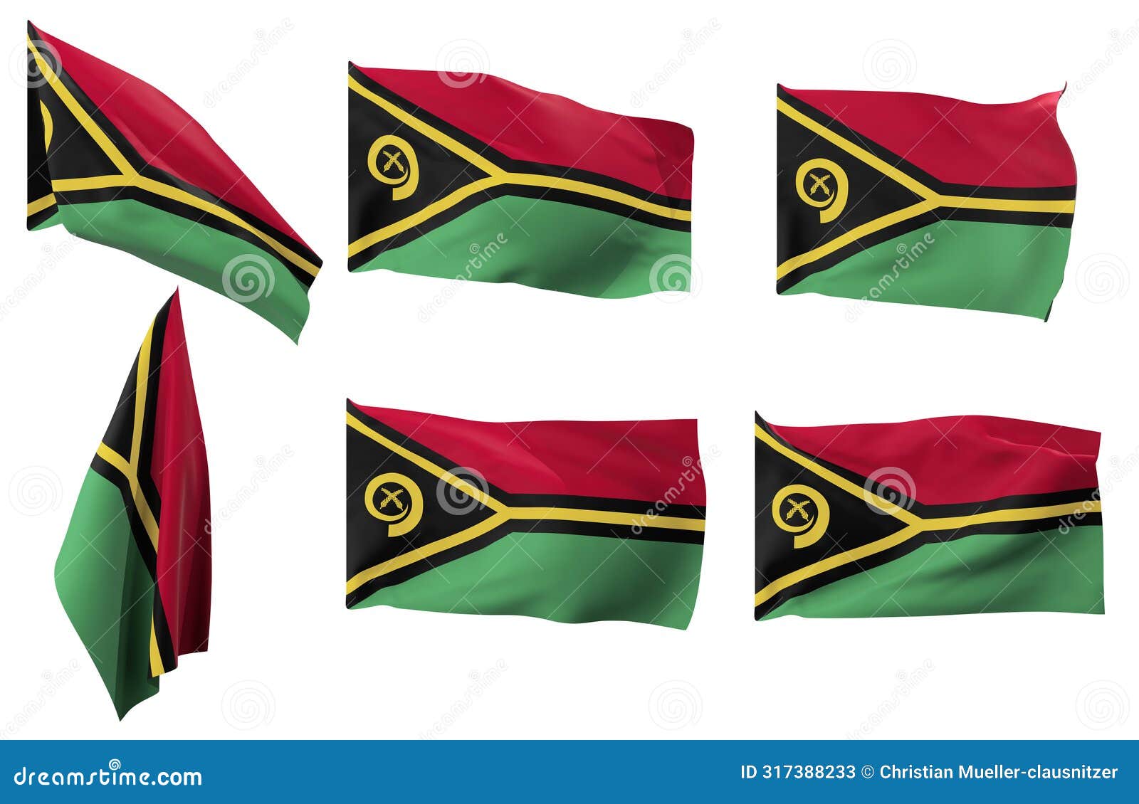 Six Different Positions of the Flag of Vanuatu Stock Illustration ...