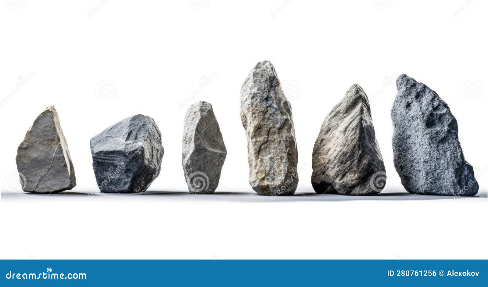Six Different Sizes of Rocks on White Background in RTX Style of ...
