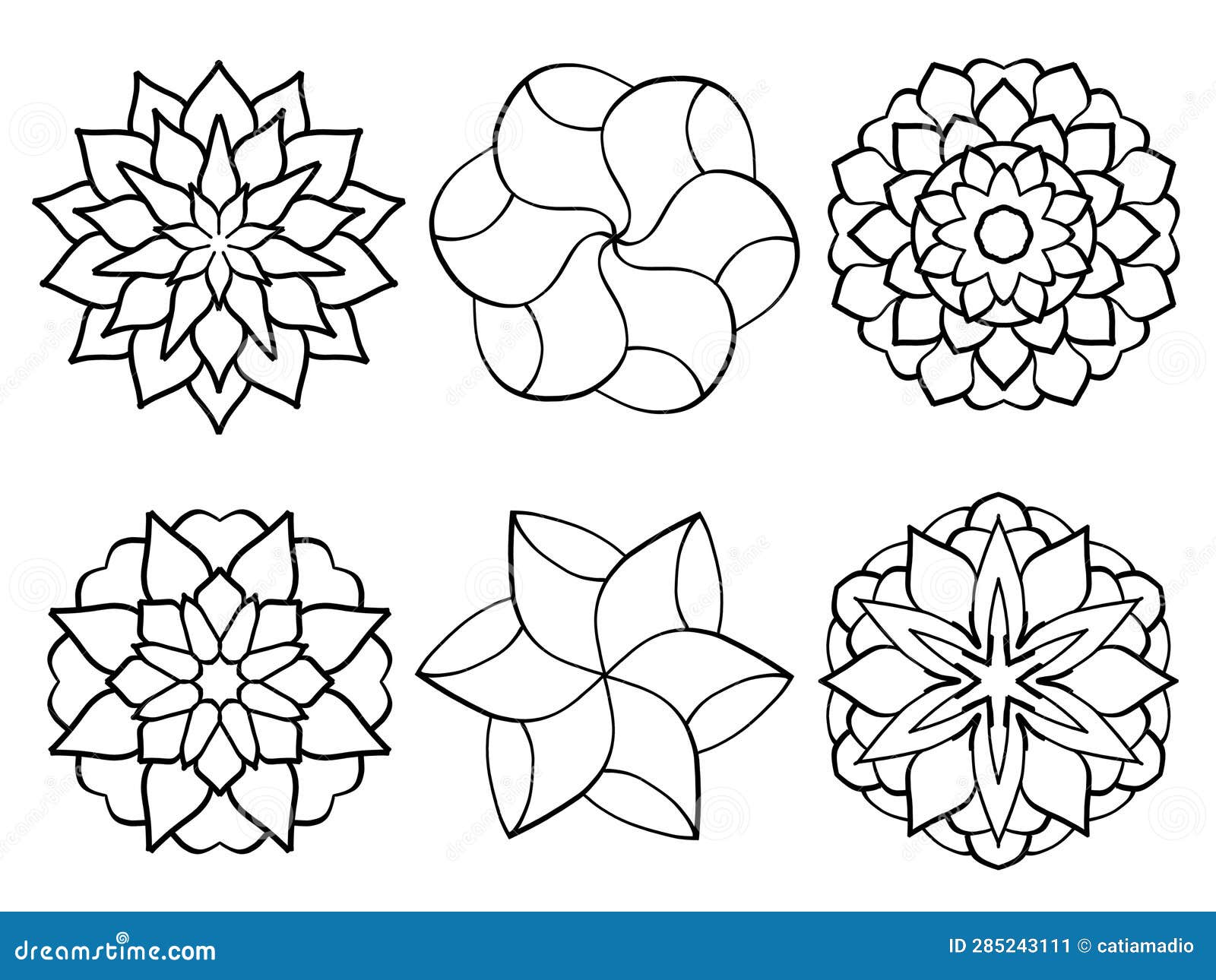 Six Different Style Mandala Clipart Illustrations Stock Illustration ...