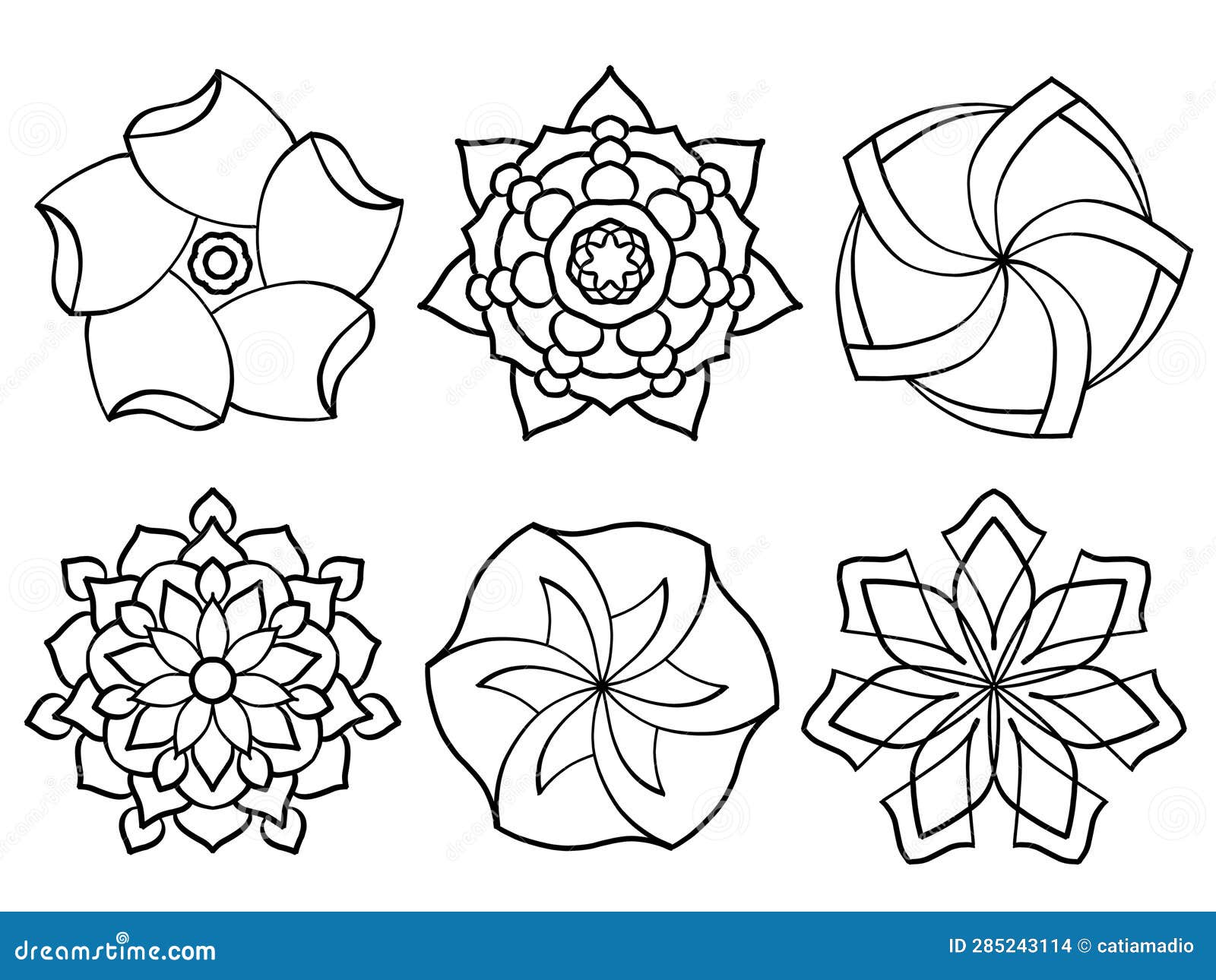 Six Different Style Mandala Clipart Illustrations Stock Illustration ...