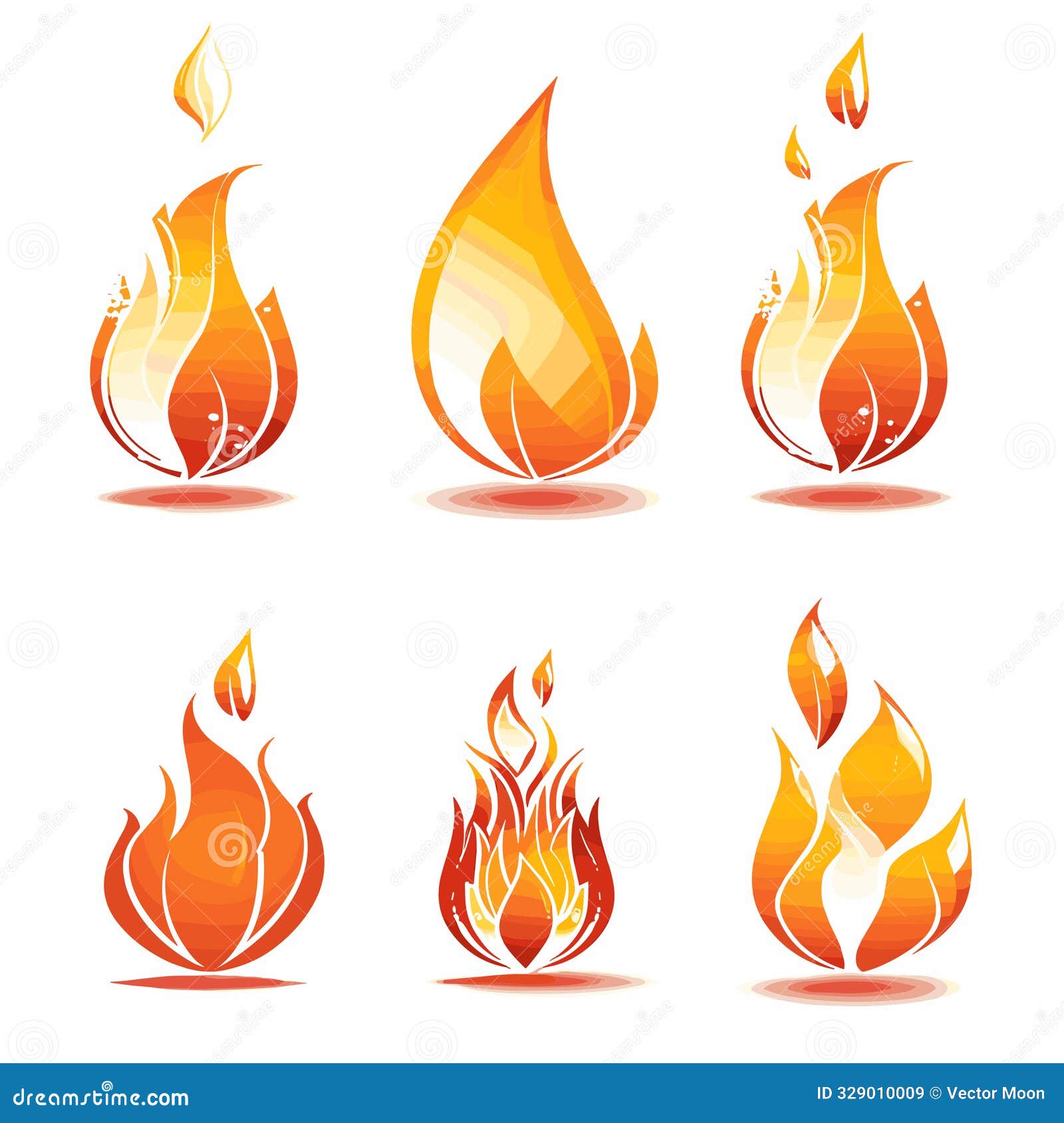 Stylized Fire With Logs Vector Art - Abstract Campfire Illustration ...