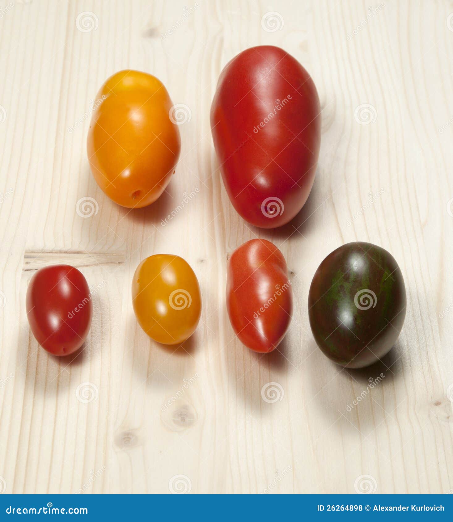 Six different tomatoes stock photo. Image of collection - 26264898
