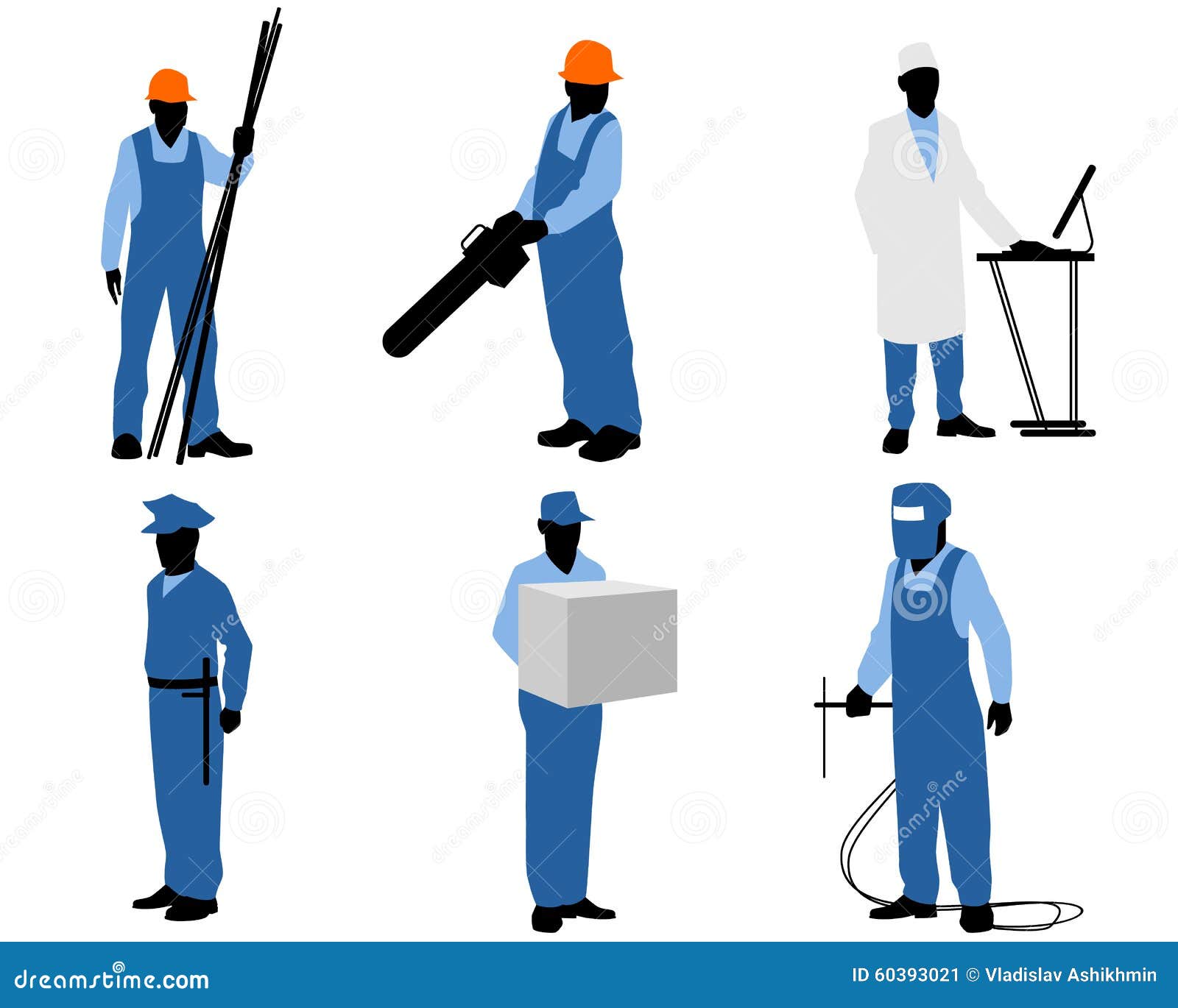 Six different workers stock vector. Illustration of vector - 60393021