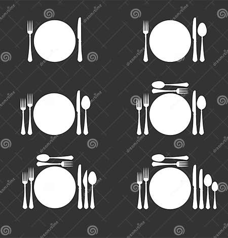 Six dinner sets stock vector. Illustration of fork, courses - 2960724