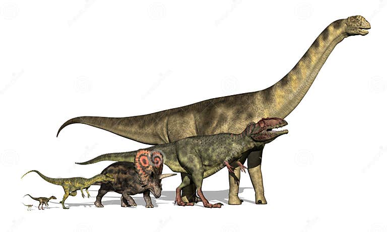 Six Dinosaurs Huge to Tiny stock illustration. Illustration of ...