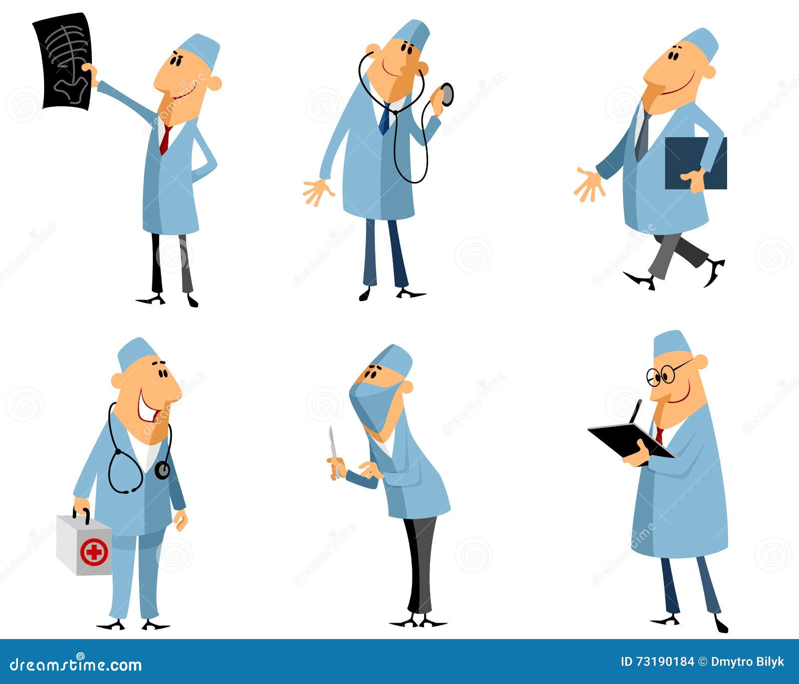 Six doctors set stock vector. Illustration of smile, carrying - 73190184