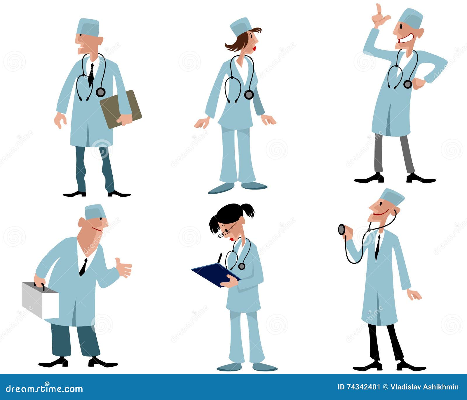 Six doctors set stock vector. Illustration of doctor - 74342401