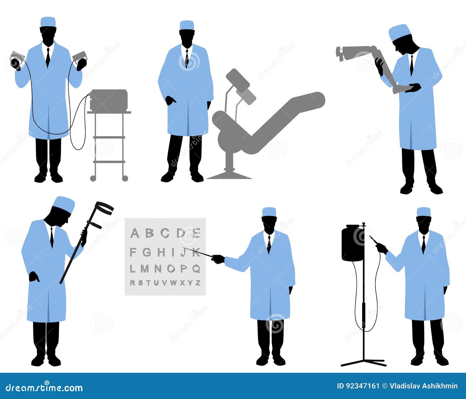 Six doctors set stock vector. Illustration of medicine - 92347161