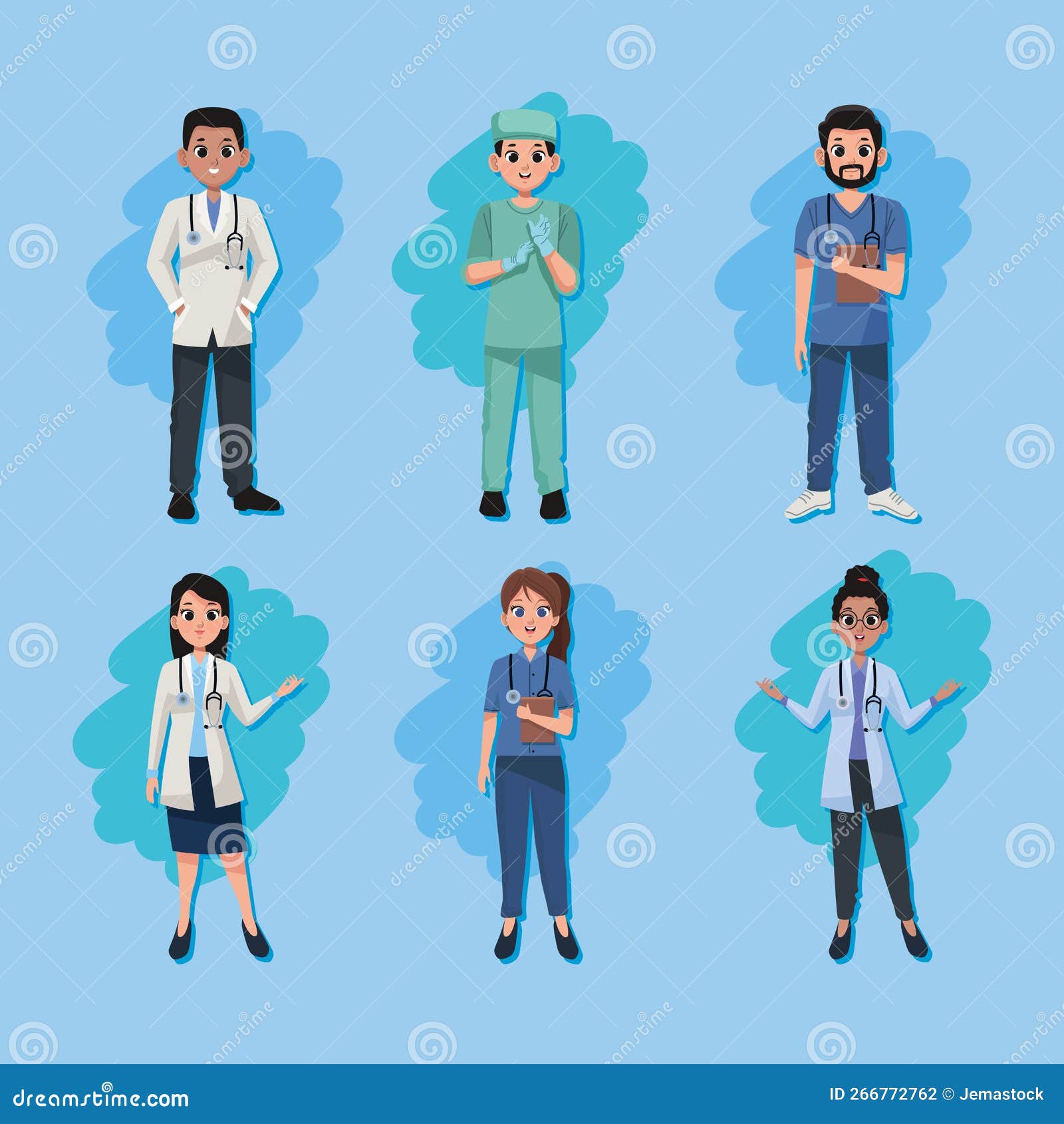 Six doctors staff workers stock vector. Illustration of vector - 266772762