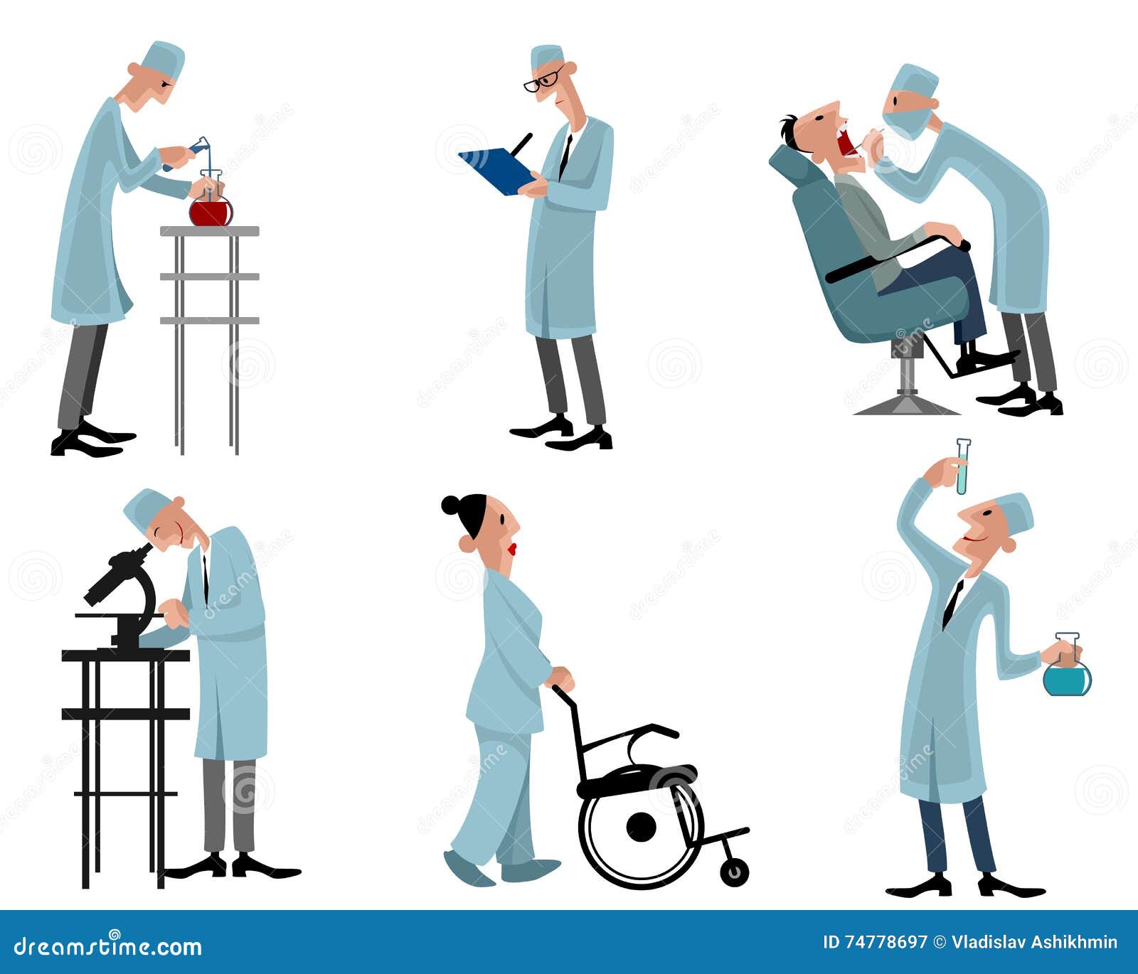 Six doctors at work stock vector. Illustration of people - 74778697