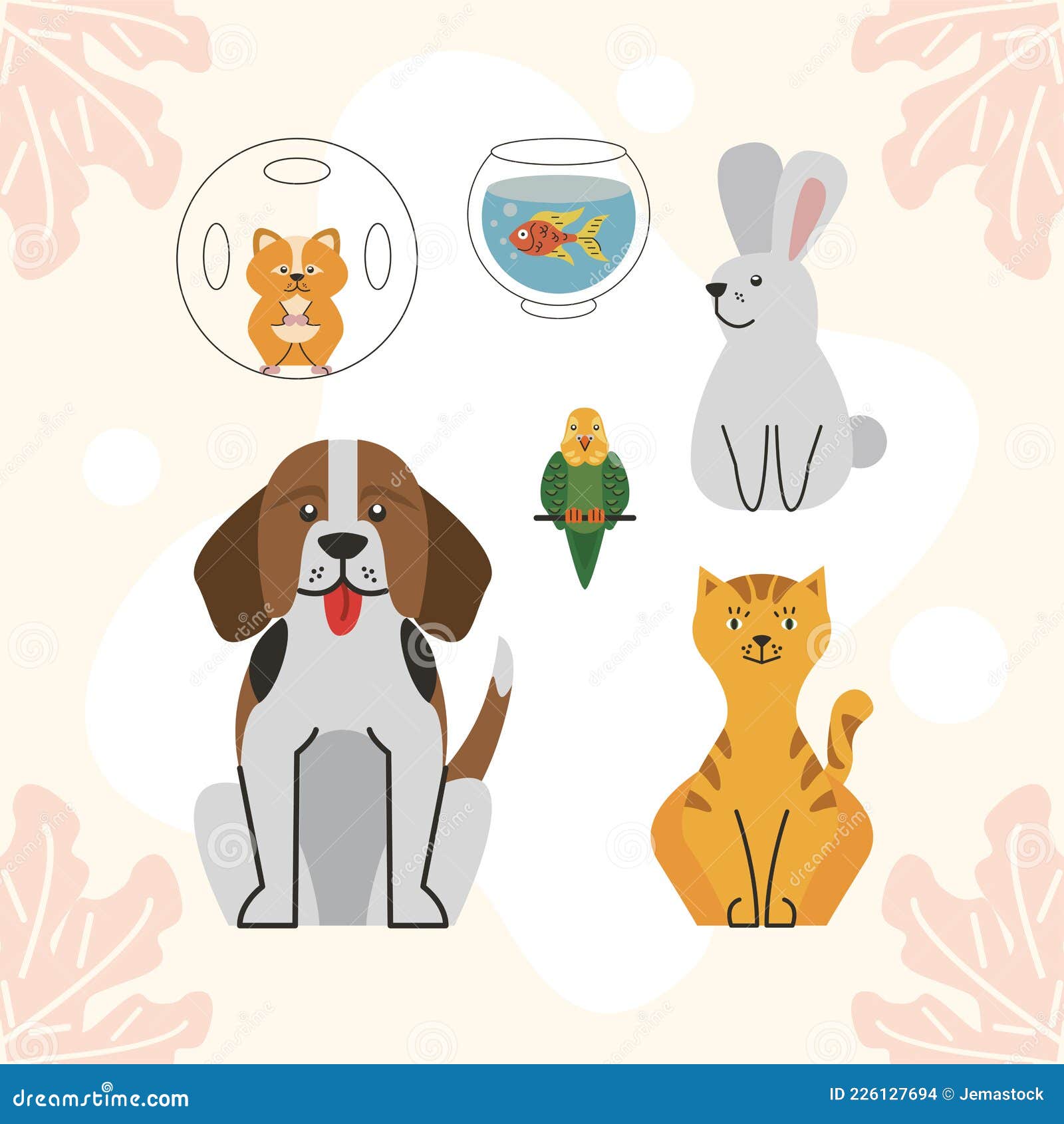 Dog And Cat Mascots Domestics In The Field Vector Illustration ...