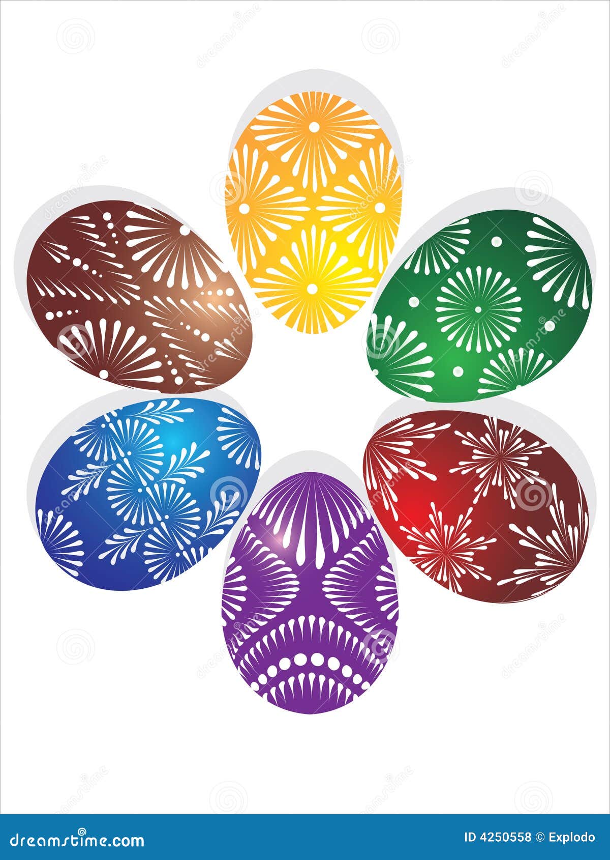 Six Easter Eggs in circle stock vector. Illustration of floral - 4250558