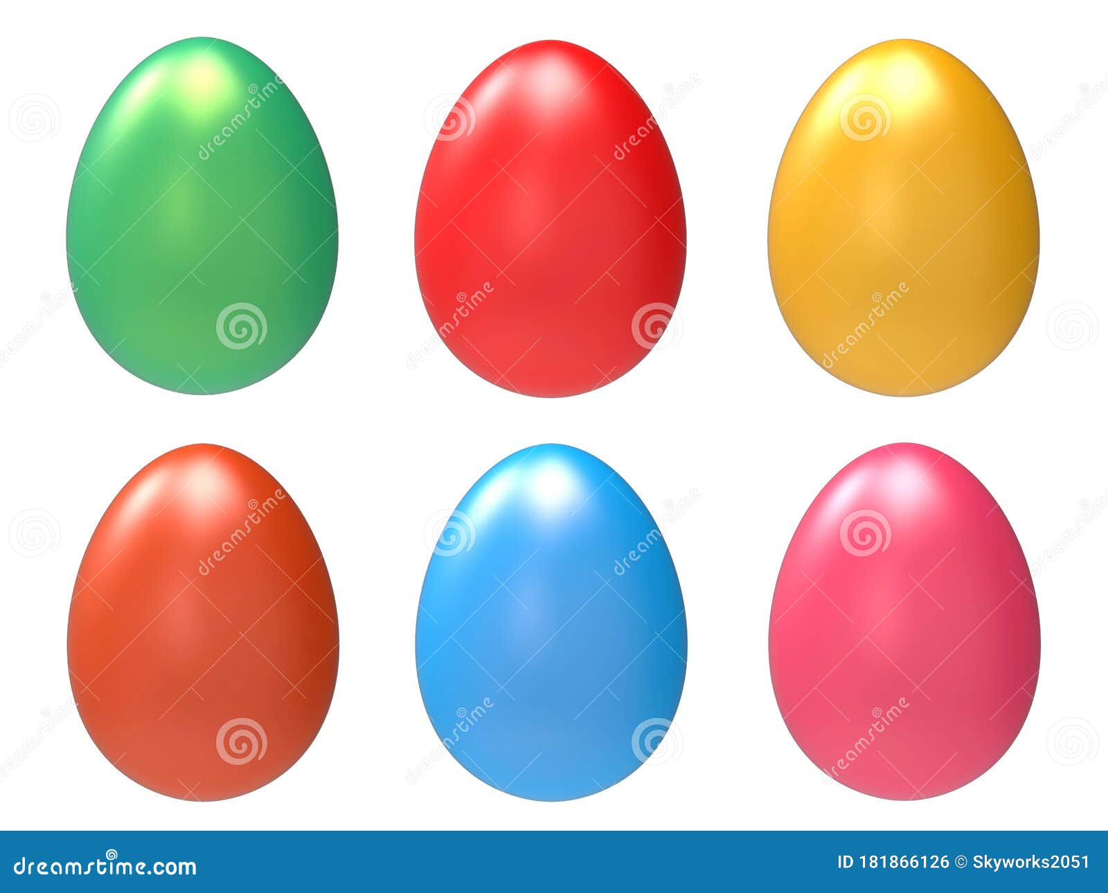 Six Easter Eggs. 3D Illustration. Stock Illustration - Illustration of ...