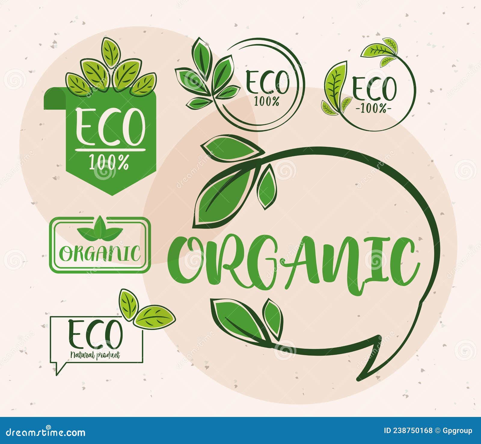 Six eco labels stock vector. Illustration of quality - 238750168