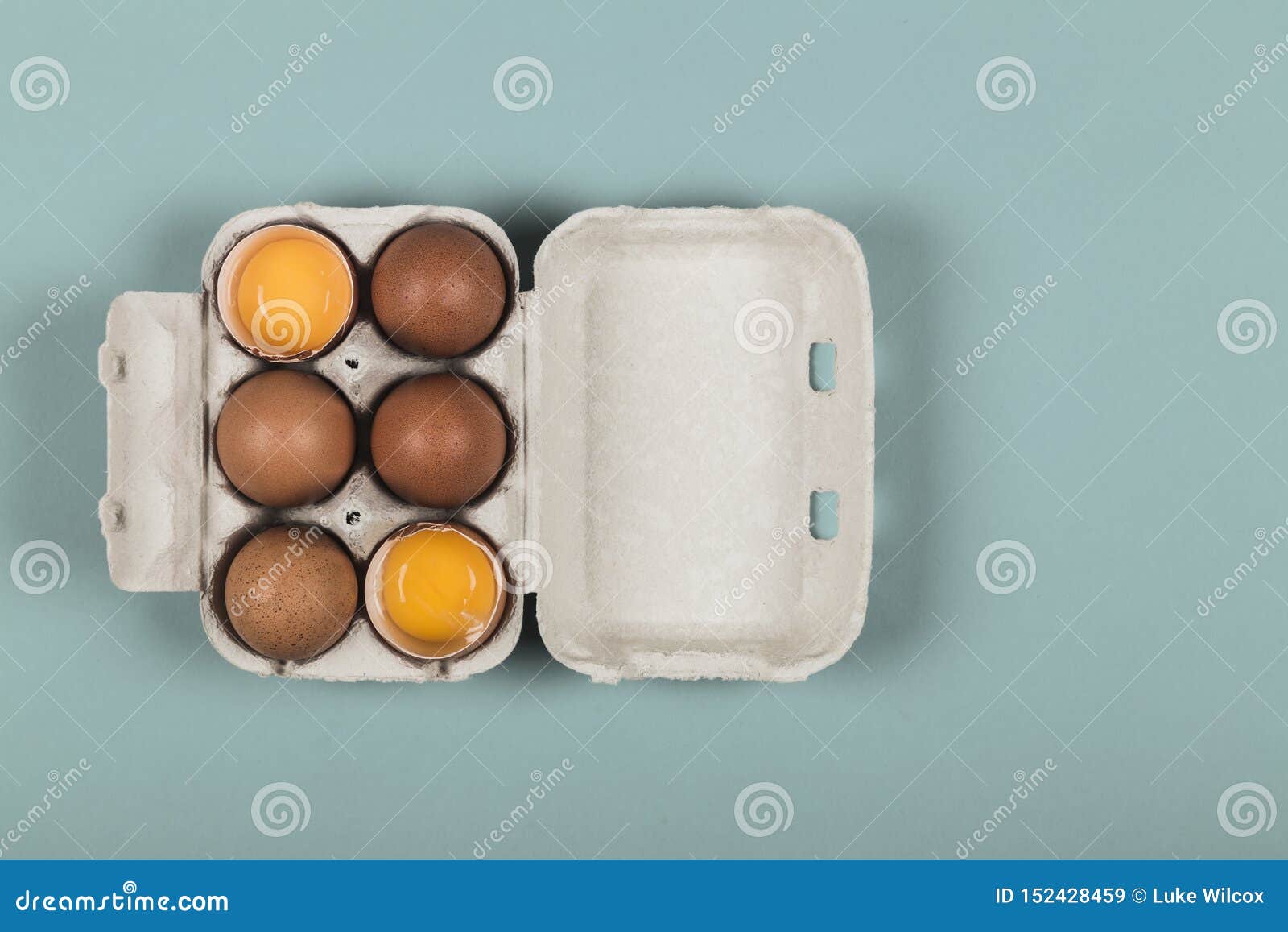 Six Eggs in an Open Egg Box Stock Image - Image of colorful, group ...