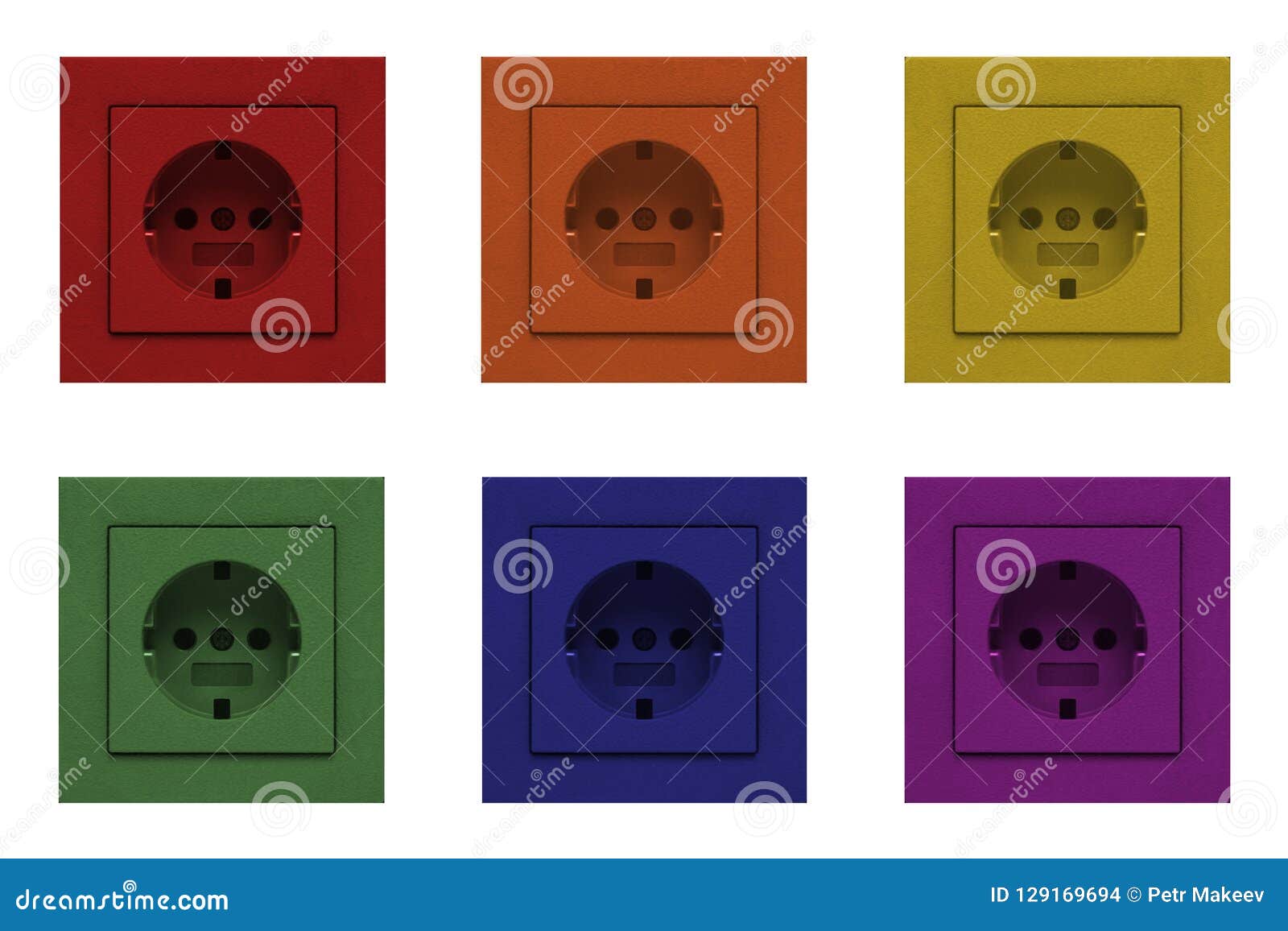 Electrical Socket Outlets in Rainbow Colors Stock Photo - Image of ...