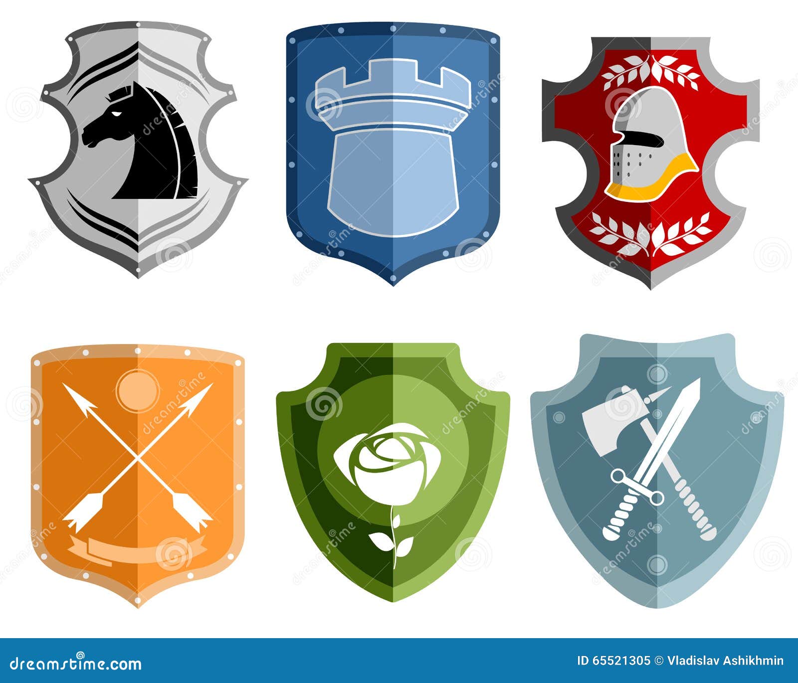 Six emblems set stock vector. Illustration of patch, heraldic - 65521305