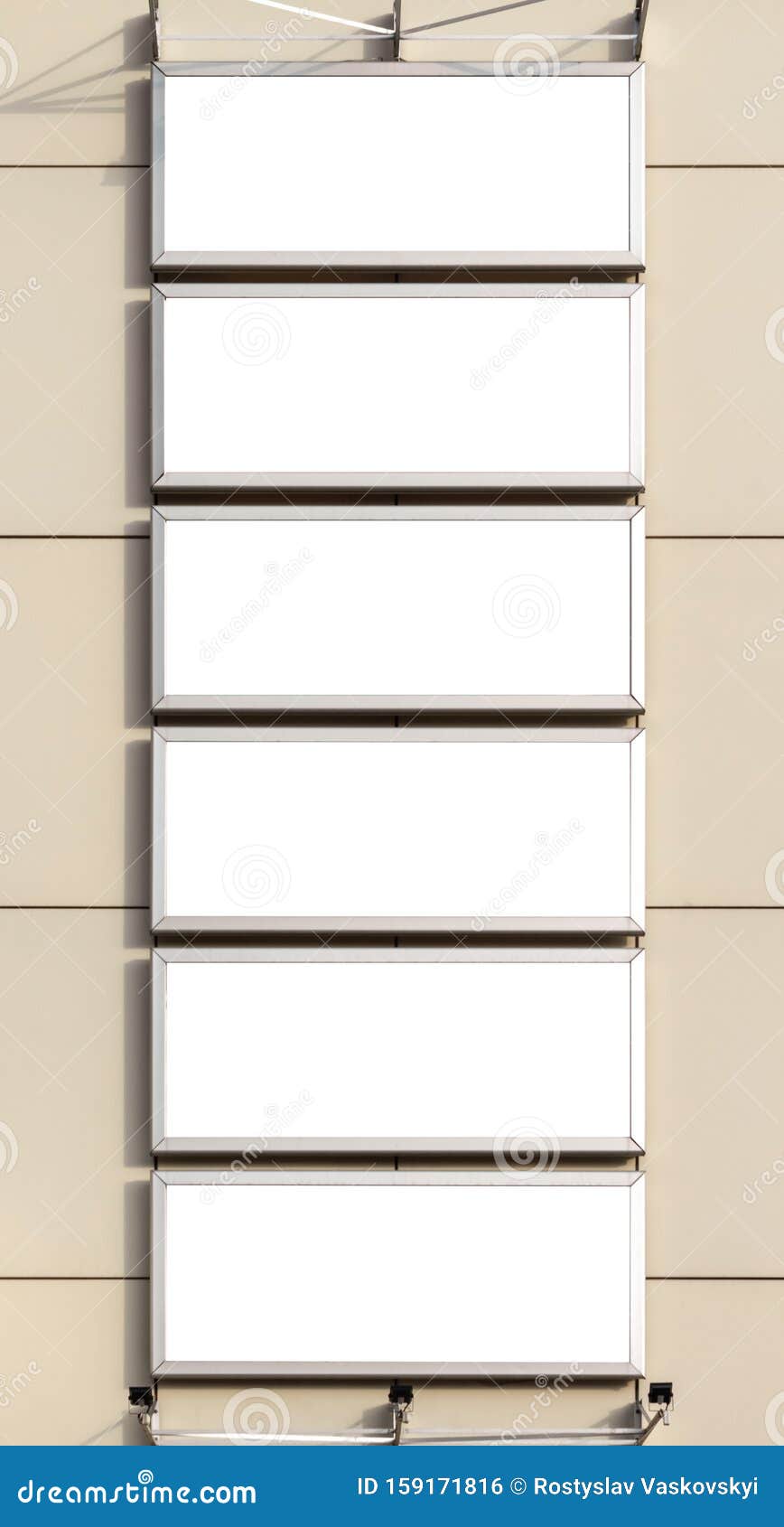 Six Empty Advertising Boards on the Wall Stock Photo - Image of mock ...